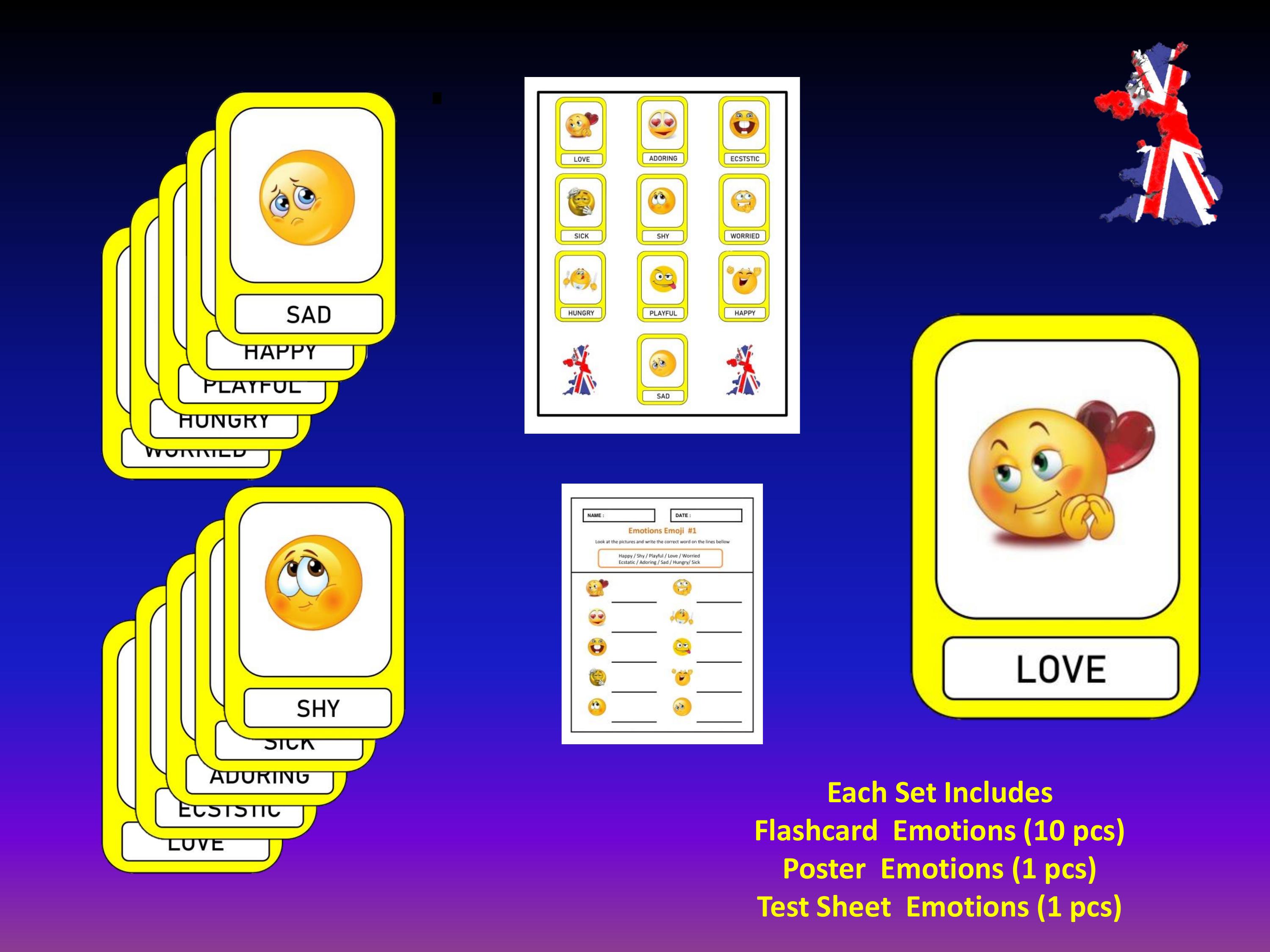 Flash Cards Emoji Feelings 1-10-1 | Inspire Uplift