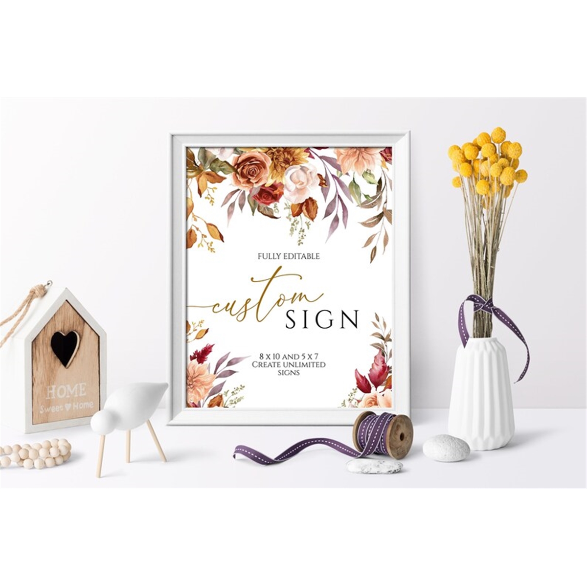 Unlimited Fall Shower Signs, EDITABLE Template, Autumn Bohem | Inspire ...