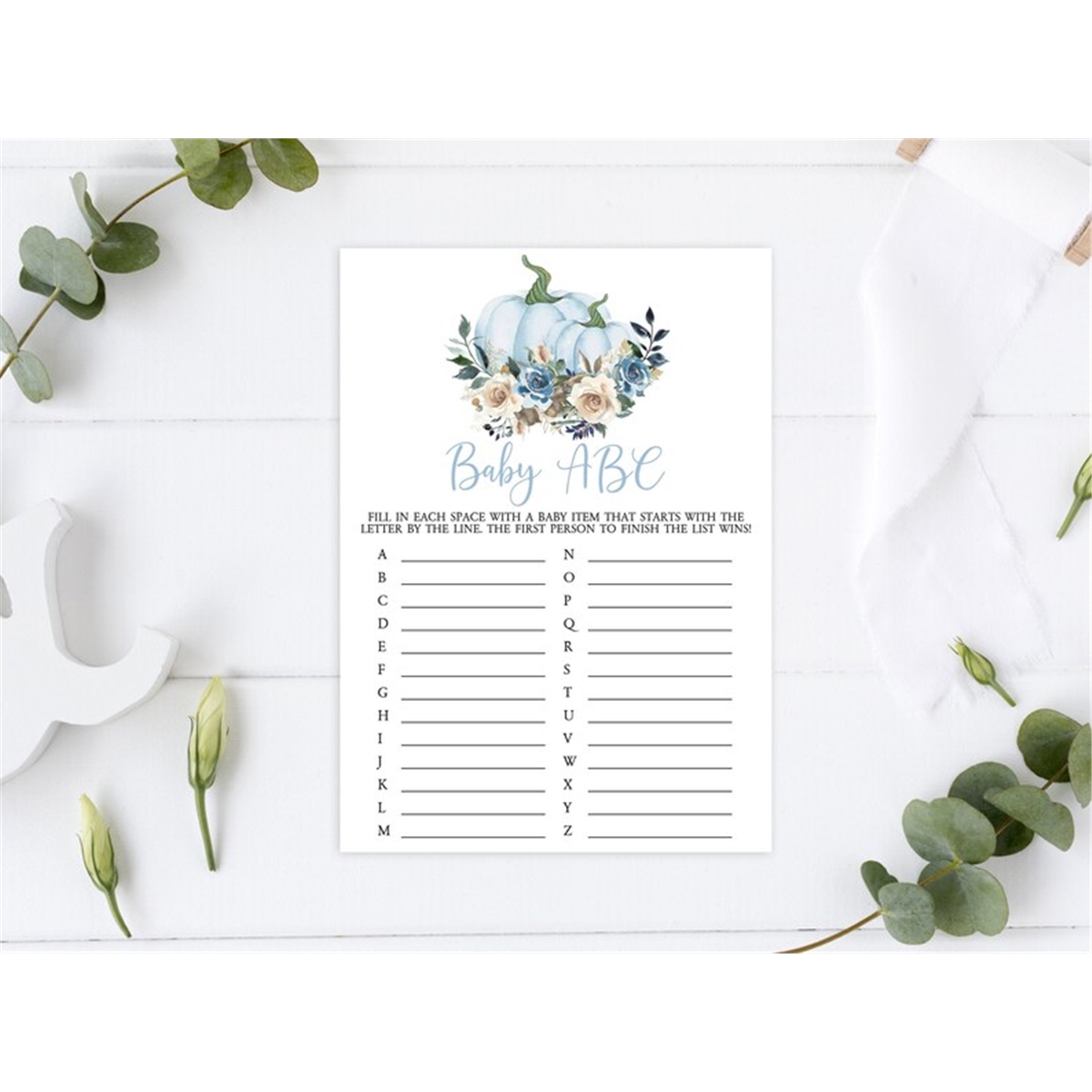 Blue Pumpkin Baby ABC Game, EDITABLE, Printable Baby Brunch | Inspire ...