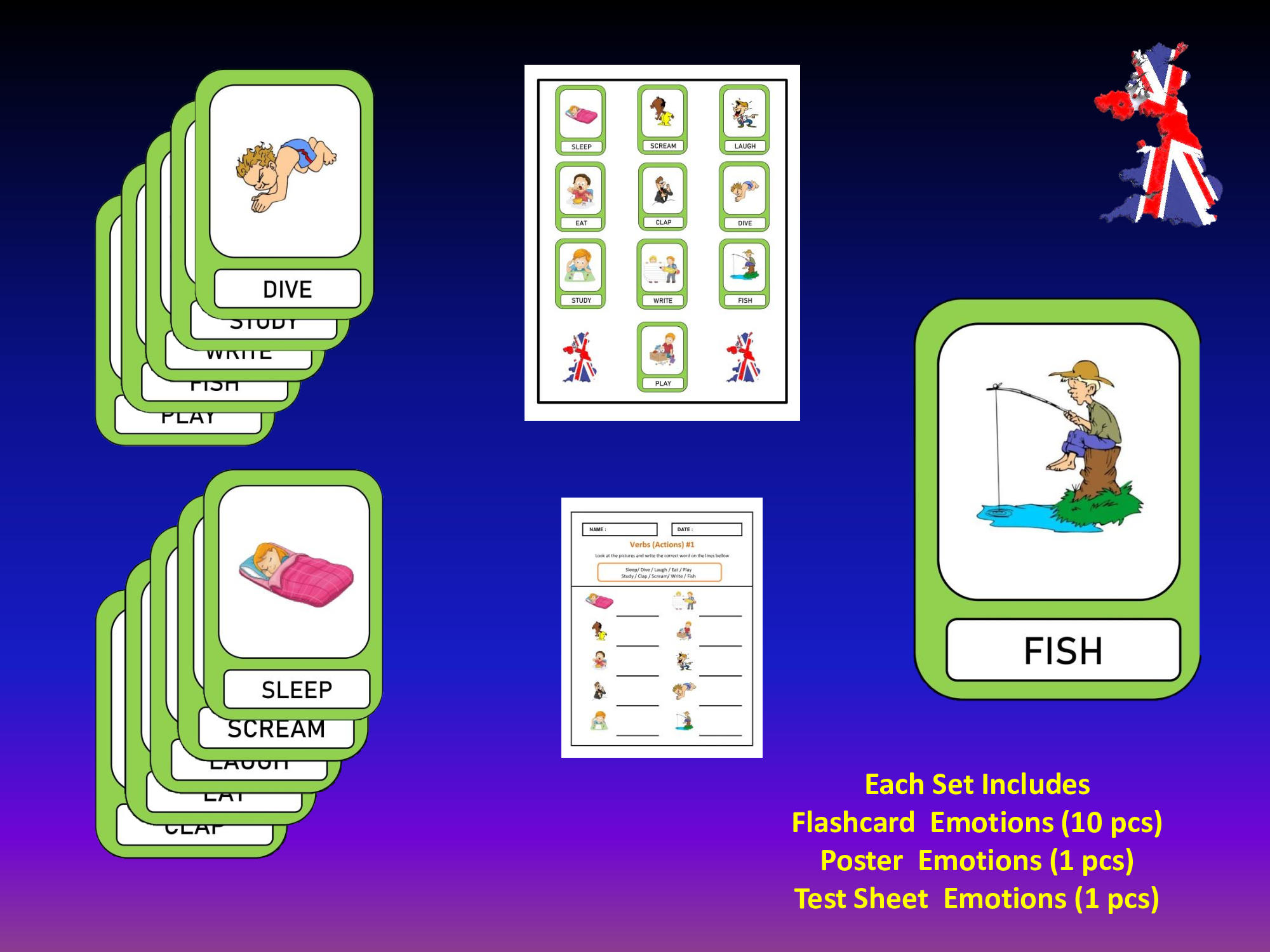 Flash Cards Verbs (Actions) 1-10-1 | Inspire Uplift