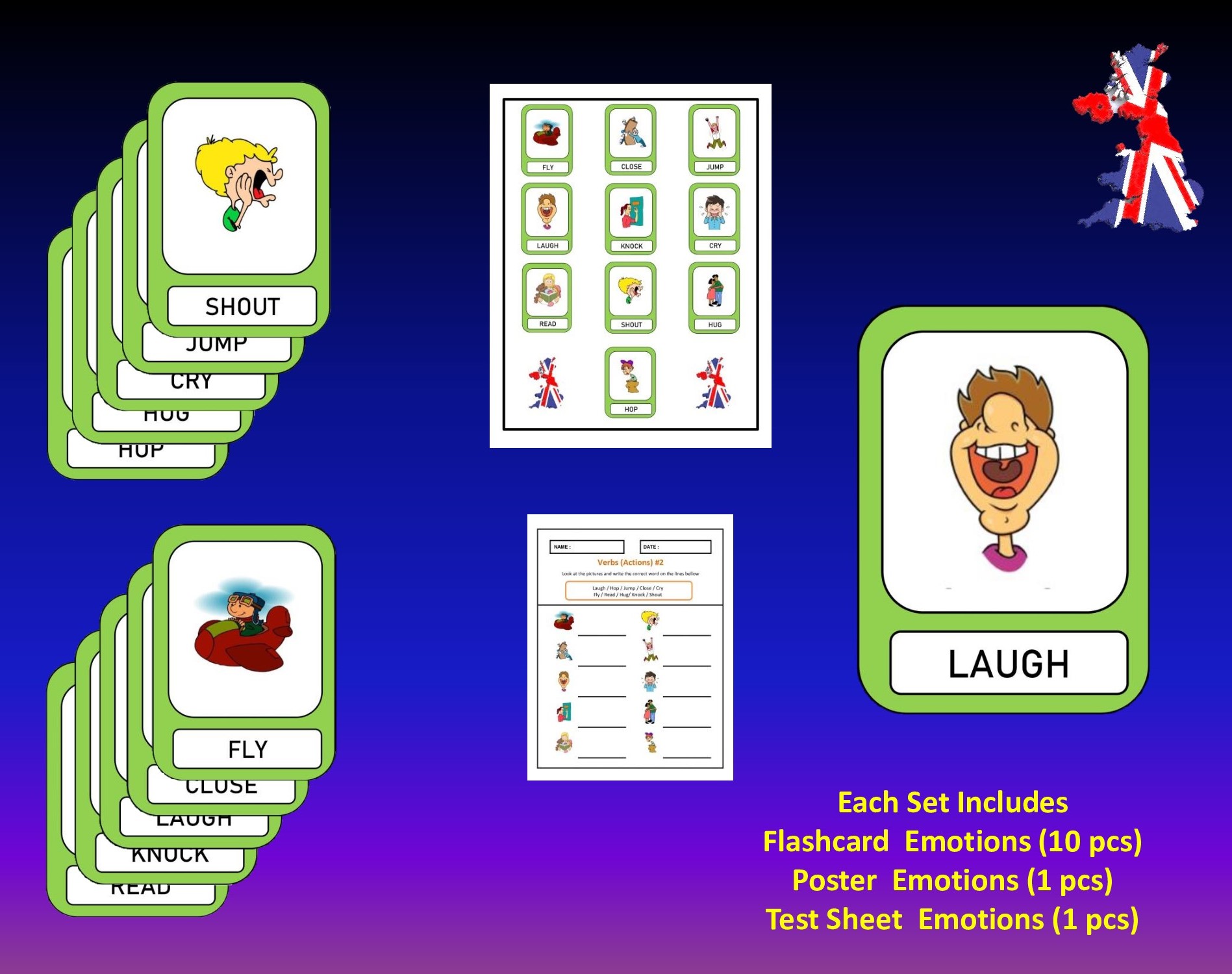 Flash Cards Verbs (Actions) 1-10-2 | Inspire Uplift