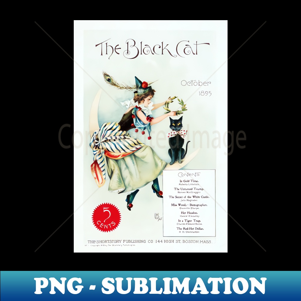 The Black Cat Magazine Cover From October 1895 Restored Prin - Inspire ...