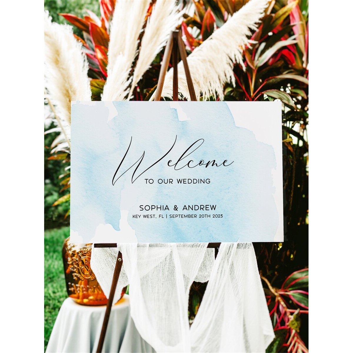 Blue Watercolor Wedding Welcome Sign, EDITABLE Template, Pri | Inspire ...