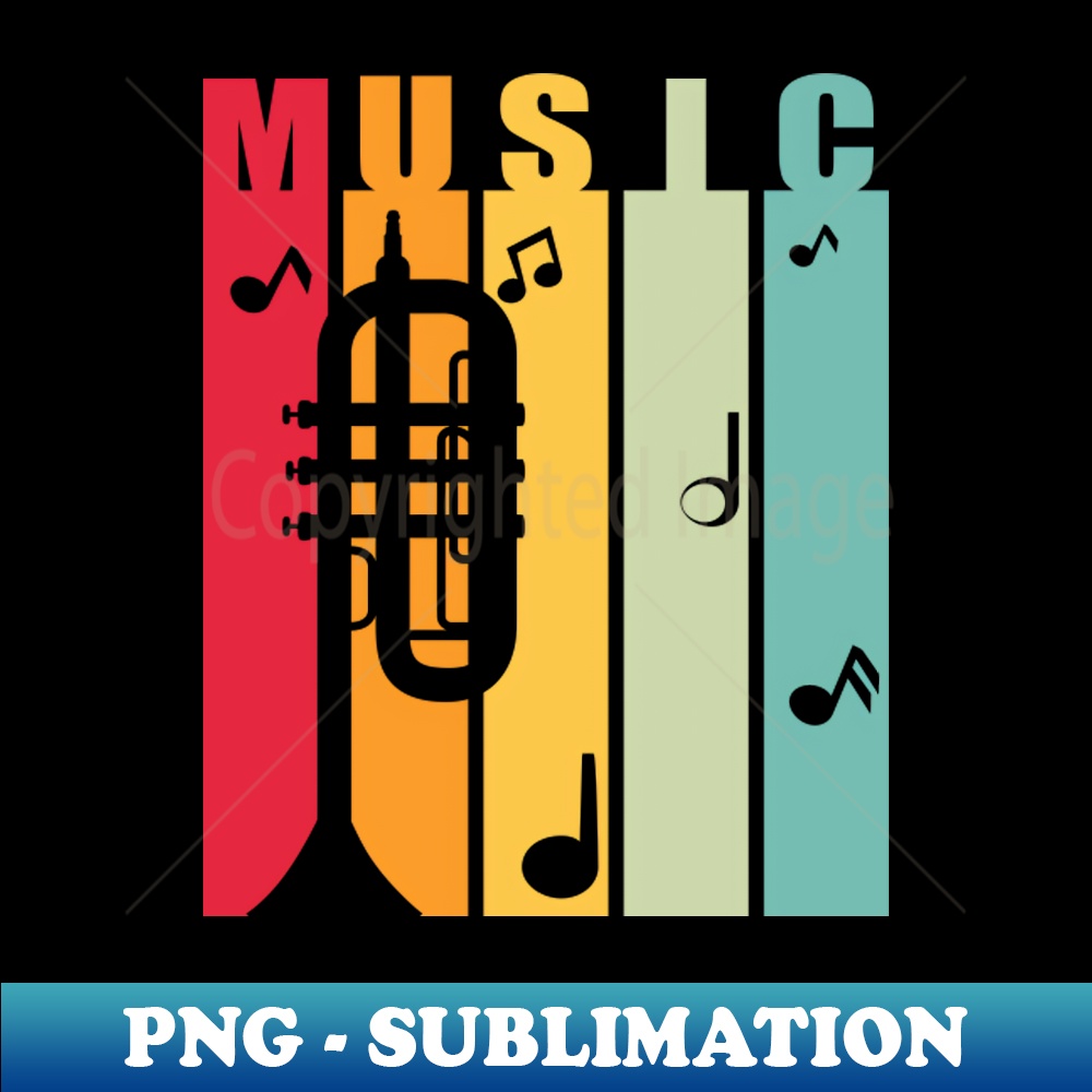 Music word and trumpet over stripes - Retro PNG Sublimation | Inspire ...