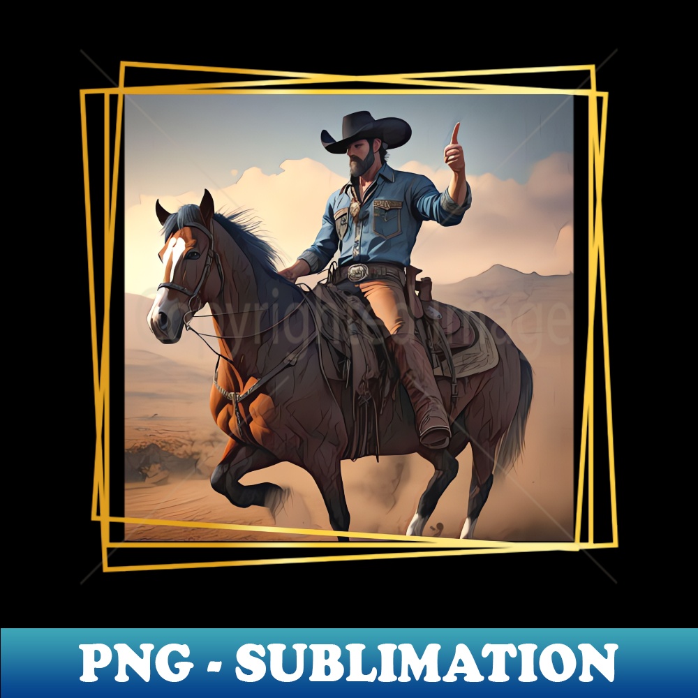 Mounted Cowboy holding his finger up - PNG Transparent Digit - Inspire ...