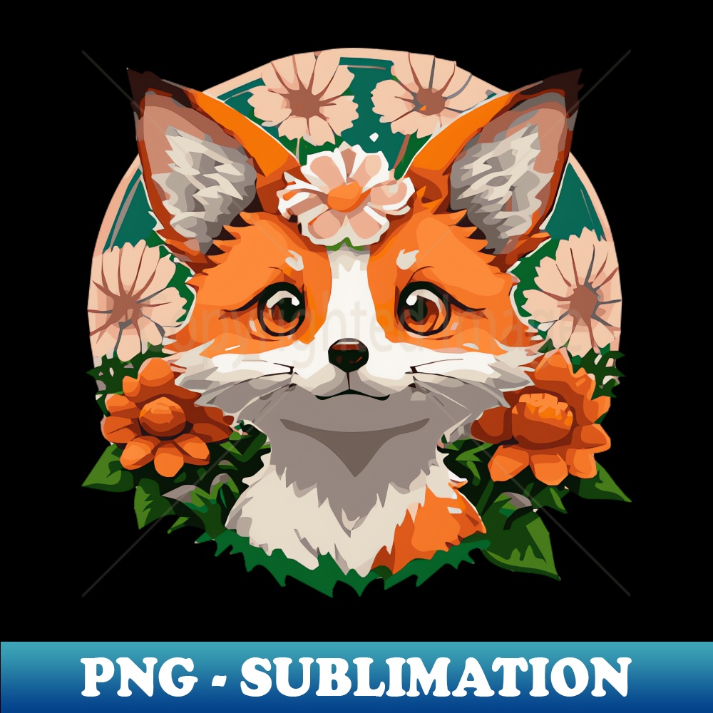 A Detailed and Colorful Fox Surrounded by Blooming Flowers - | Inspire ...