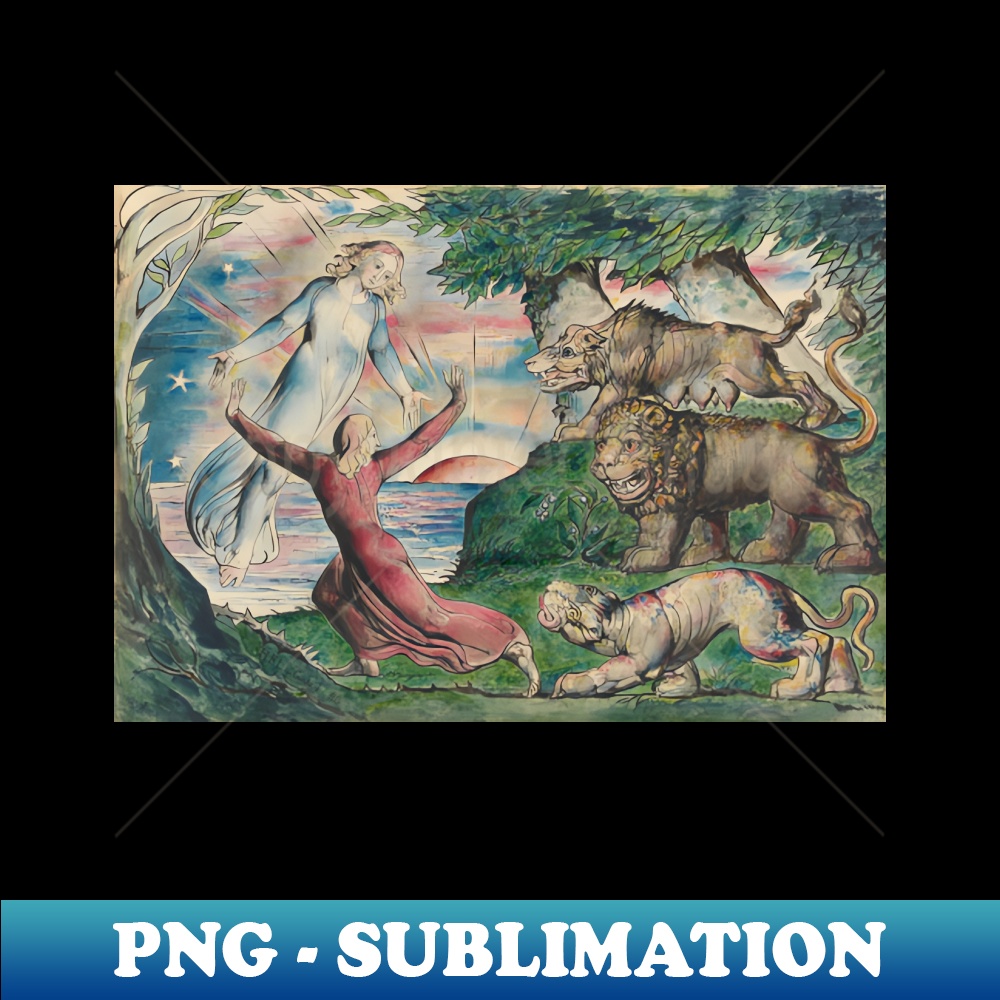 Dante Running from the Three Beasts by William Blake - PNG T - Inspire ...