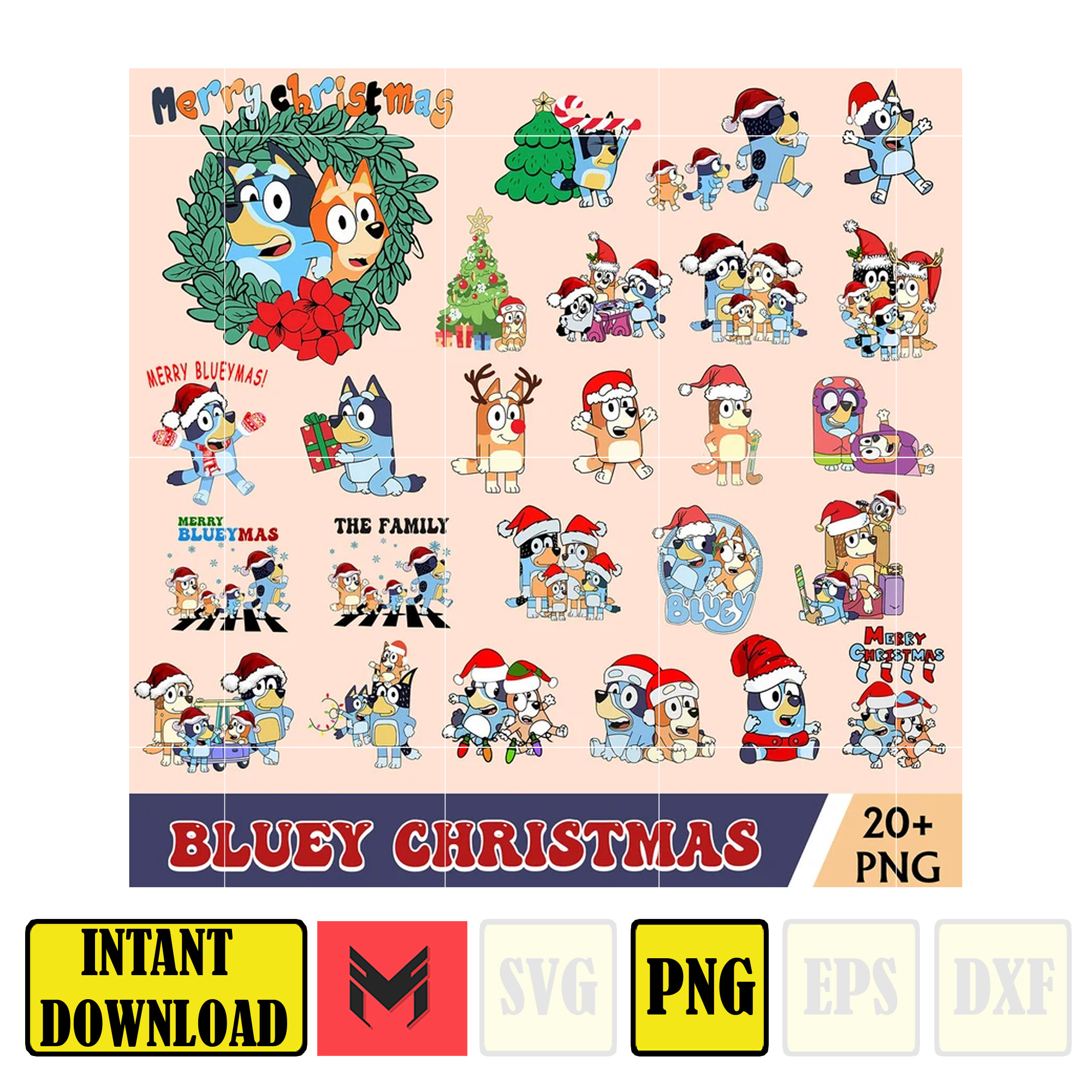 Bluey Christmas Bundle Png, Bluey Family Christmas Png, Chri - Inspire ...