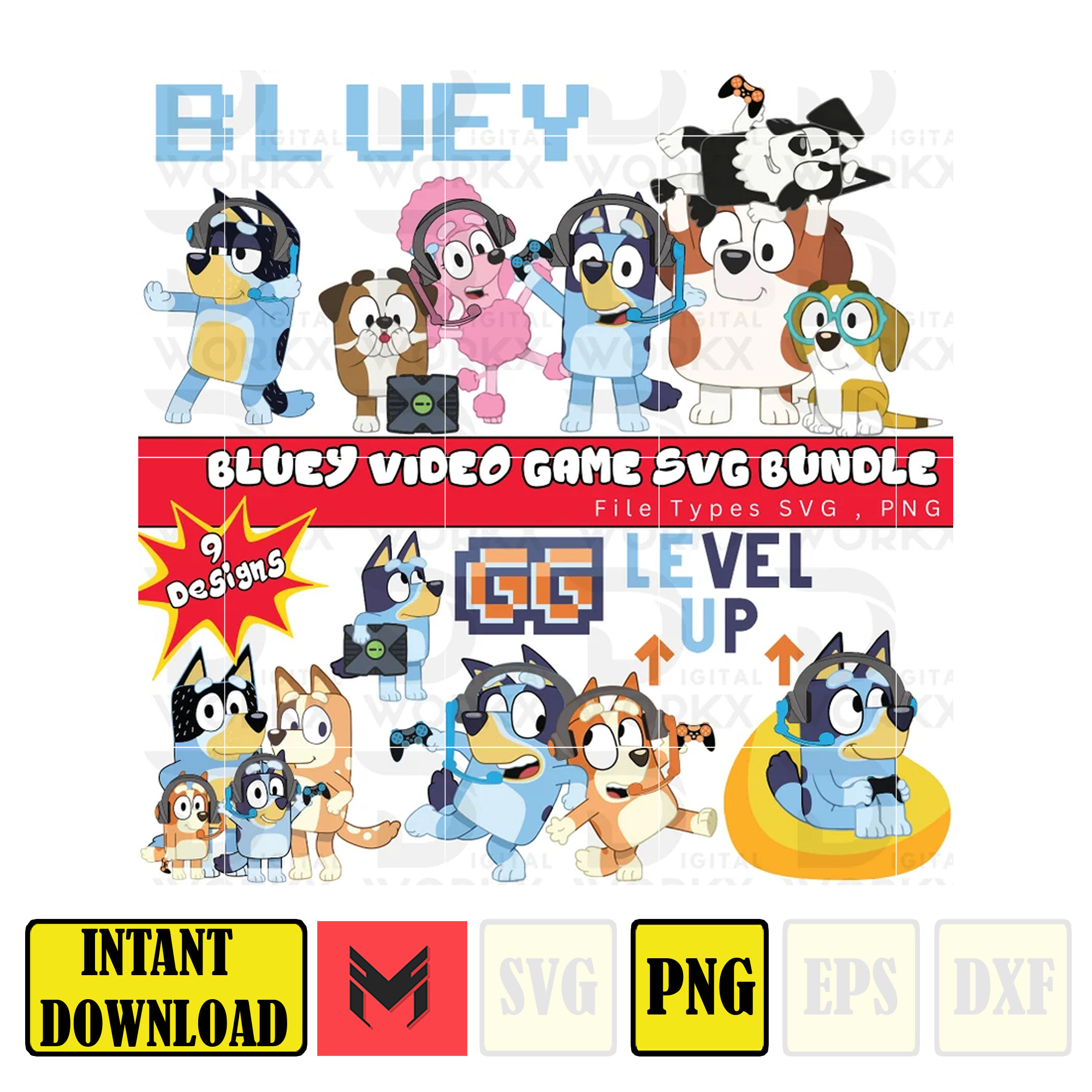 Bluey SVG Video Game Bundle, Bluey Game, Bluey SVG PNG, Blue | Inspire ...