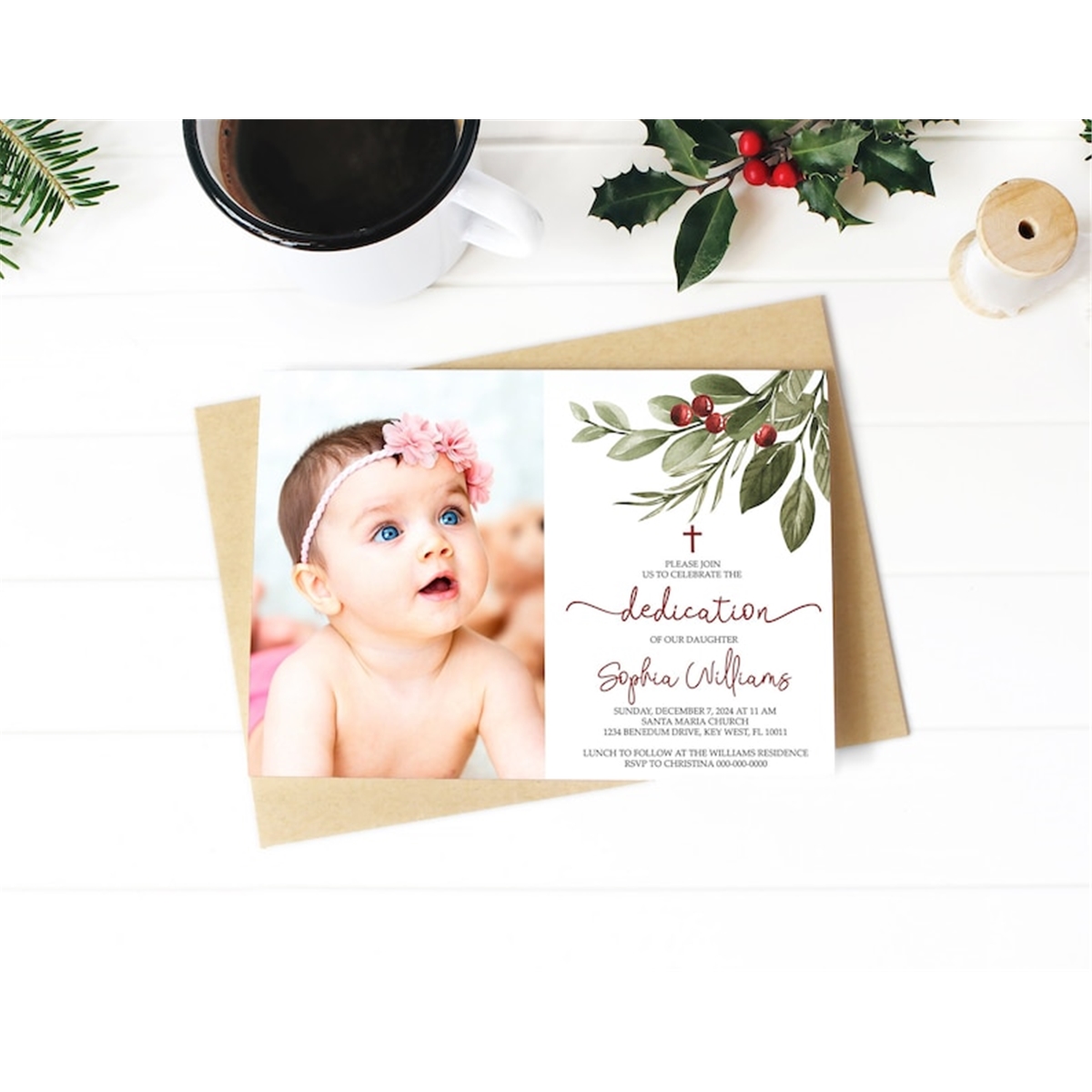 Christmas Baby Dedication Invitation, EDITABLE Template, Pri | Inspire ...