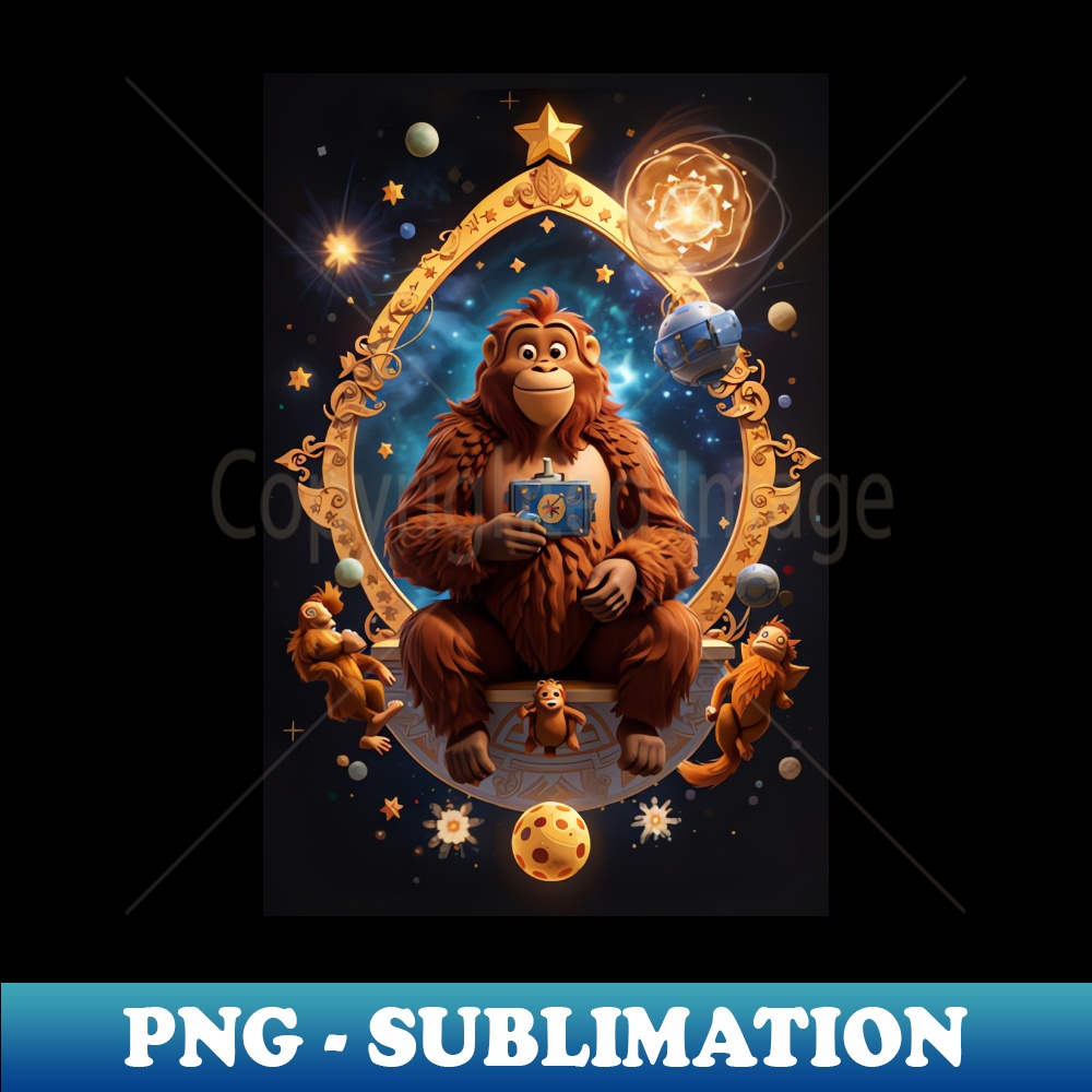 Cute happy magical monkey in space - PNG Transparent Sublima - Inspire ...