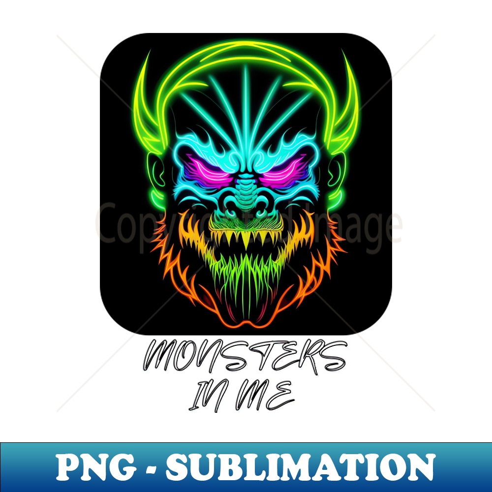 Monsters in Me neon cartoon creature mask - Retro PNG Sublim | Inspire ...