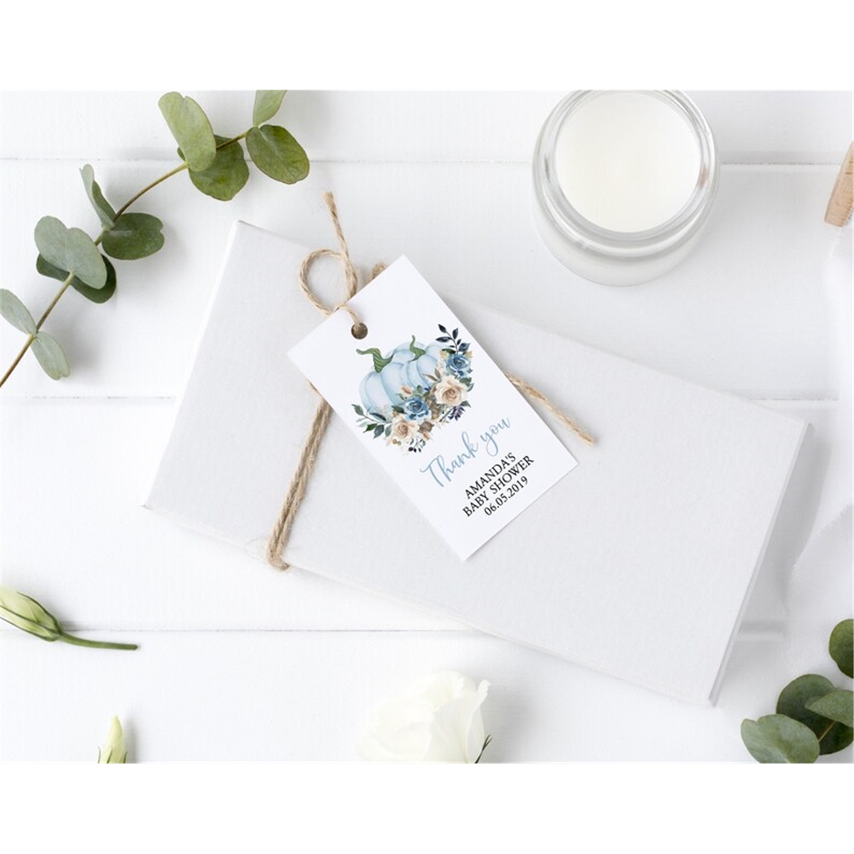 Blue Pumpkin Thank You Tag Template, Fall Autumn Favor Tag P | Inspire ...