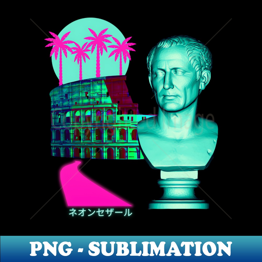 Caesar Vaporwave Roman Statue - Digital Sublimation Download | Inspire ...