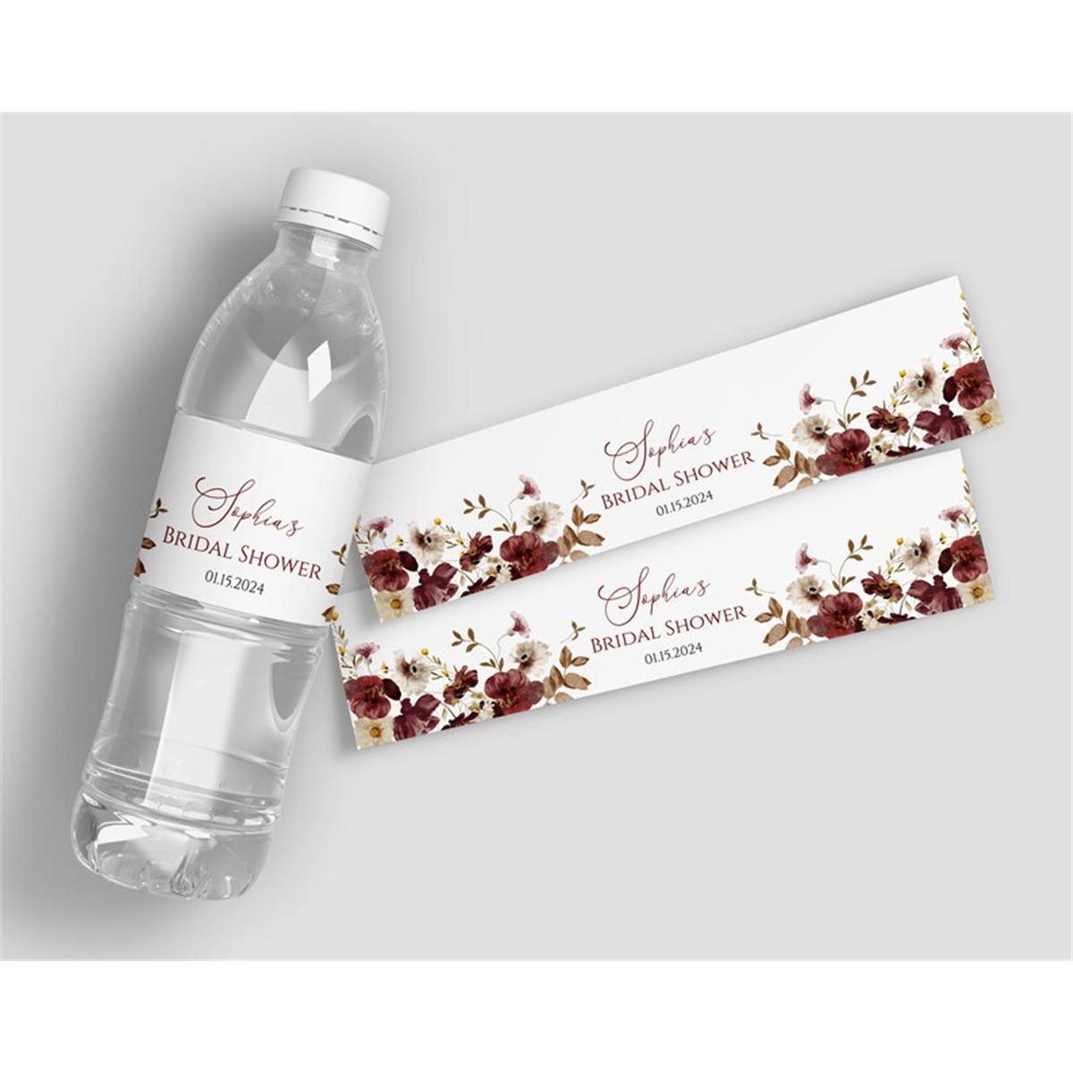EDITABLE Fall Wildflower Bottle Label, Red & White Flowers W | Inspire ...