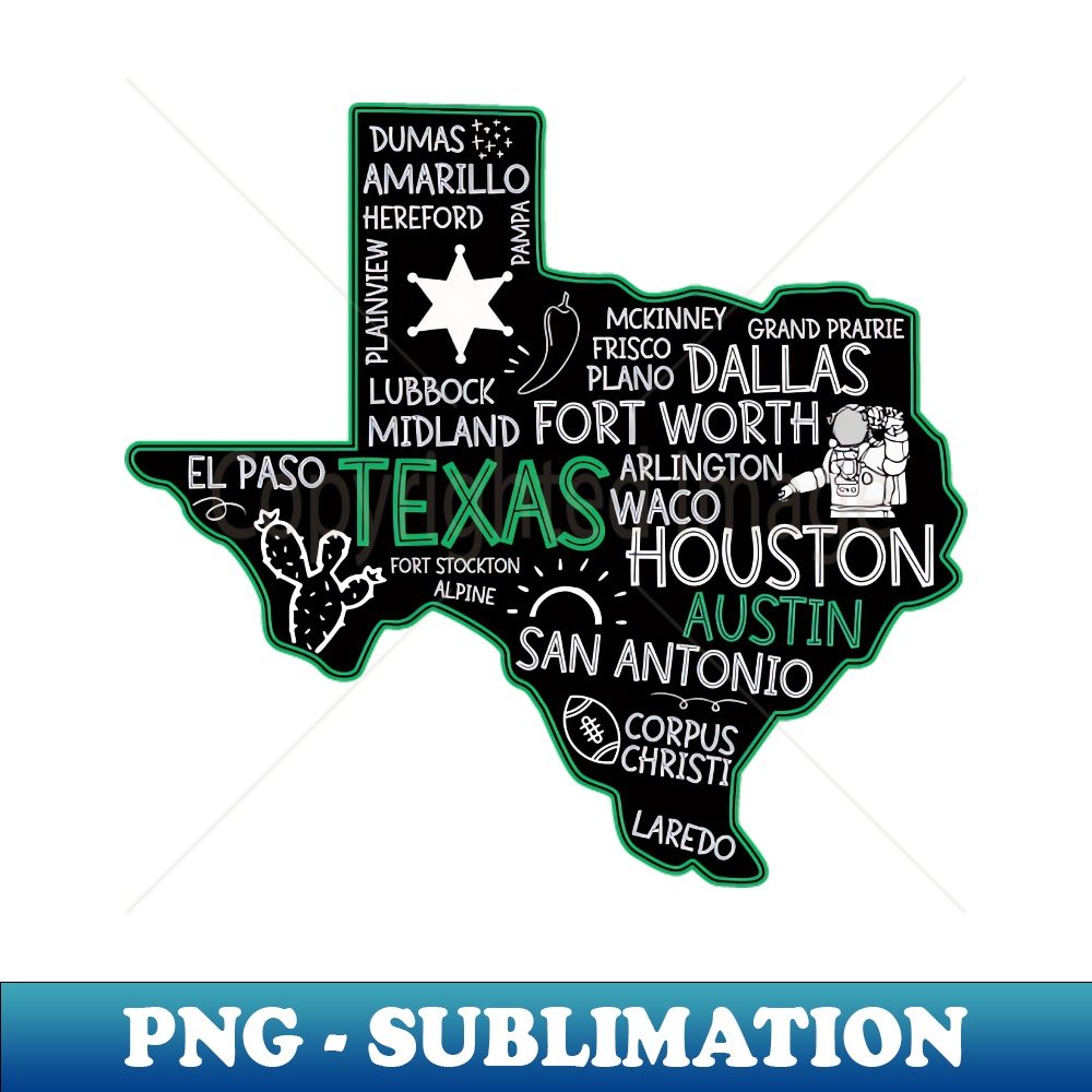 Austin Texas cute map San Antonio El Paso Dallas Laredo Waco | Inspire ...