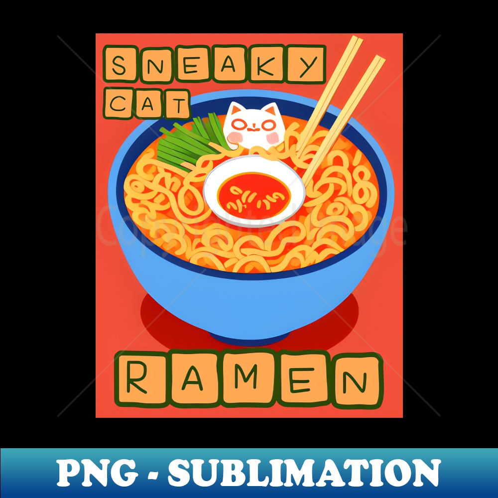 Sneaky Cat Ramen - Kawaii Noodles - Digital Sublimation Down | Inspire Uplift