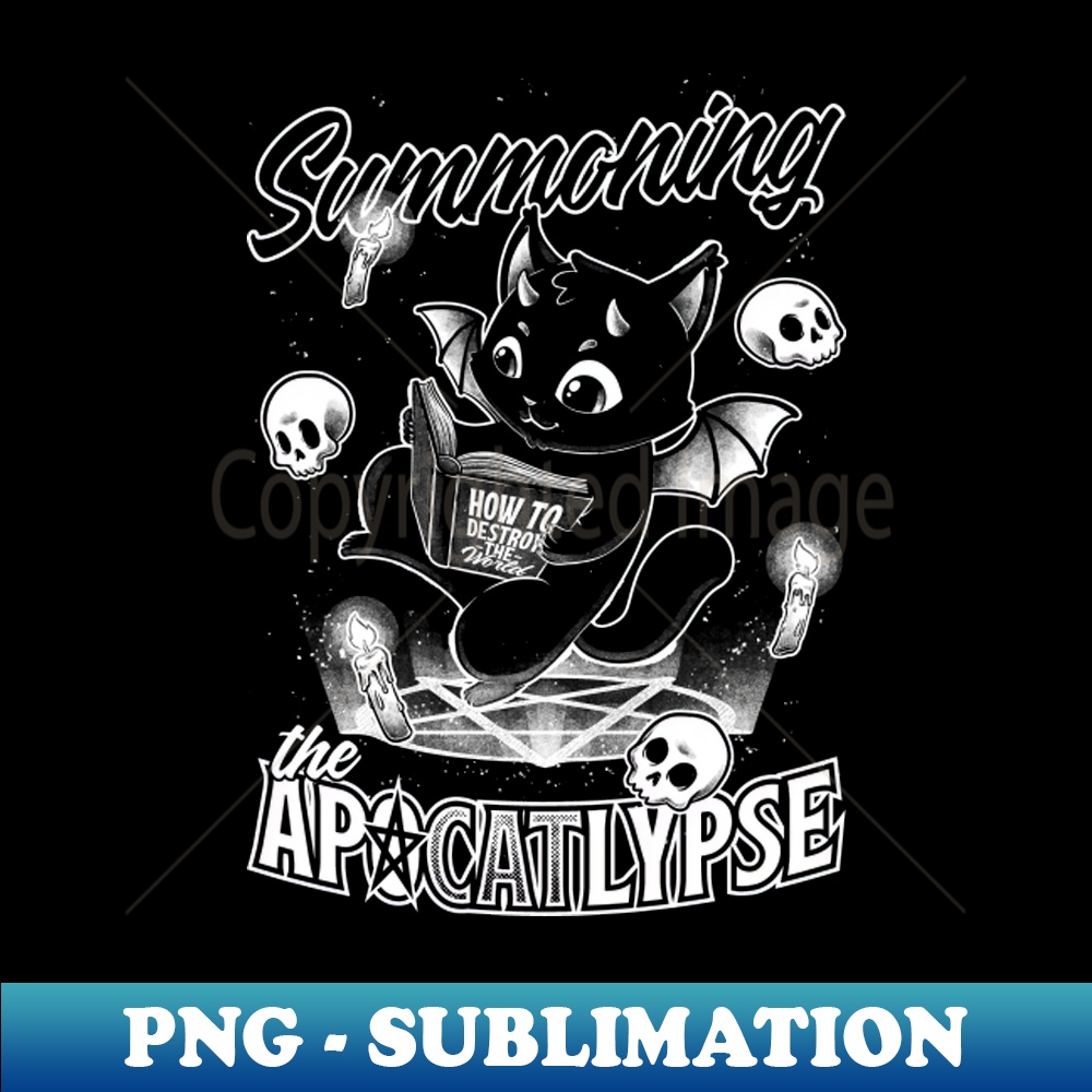 Apocalypse Cat - Cute Black Magic - High-Resolution PNG Subl - Inspire Uplift