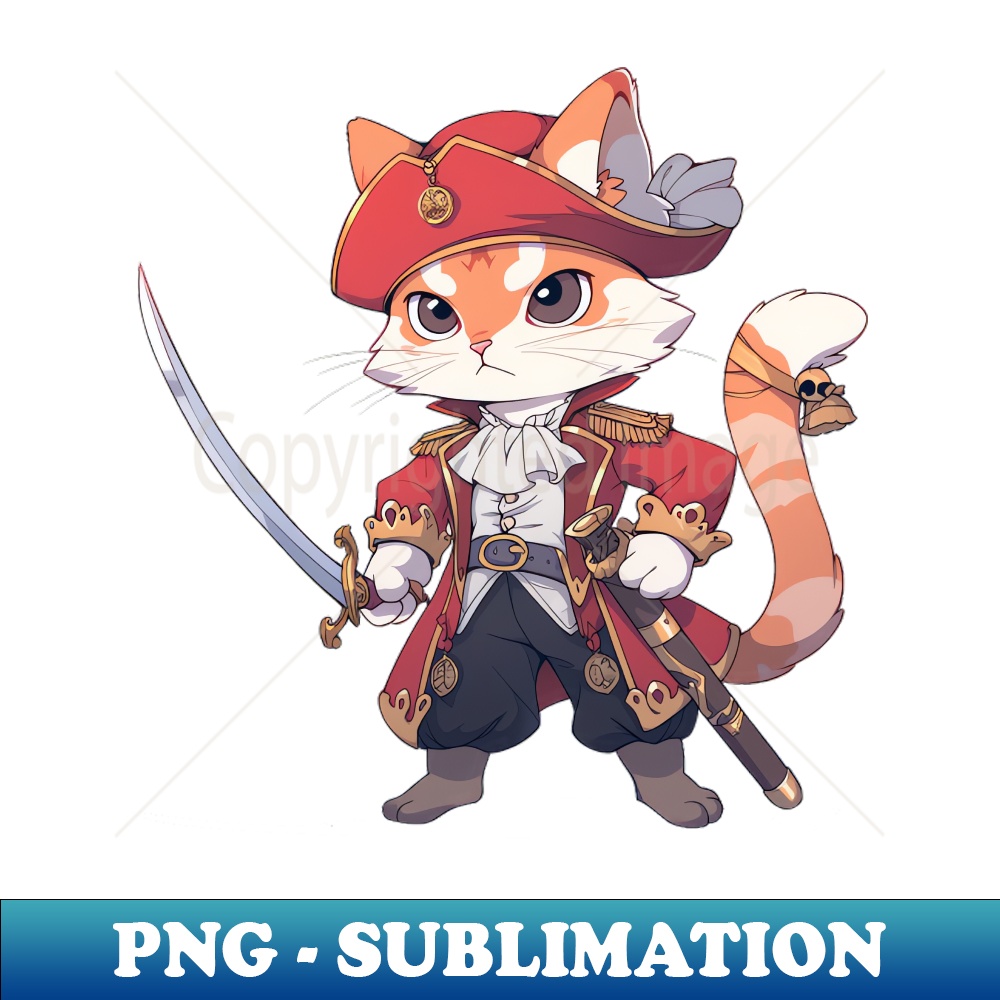 Pirate Swashbuckler Cat Hero - PNG Transparent Sublimation D - Inspire ...