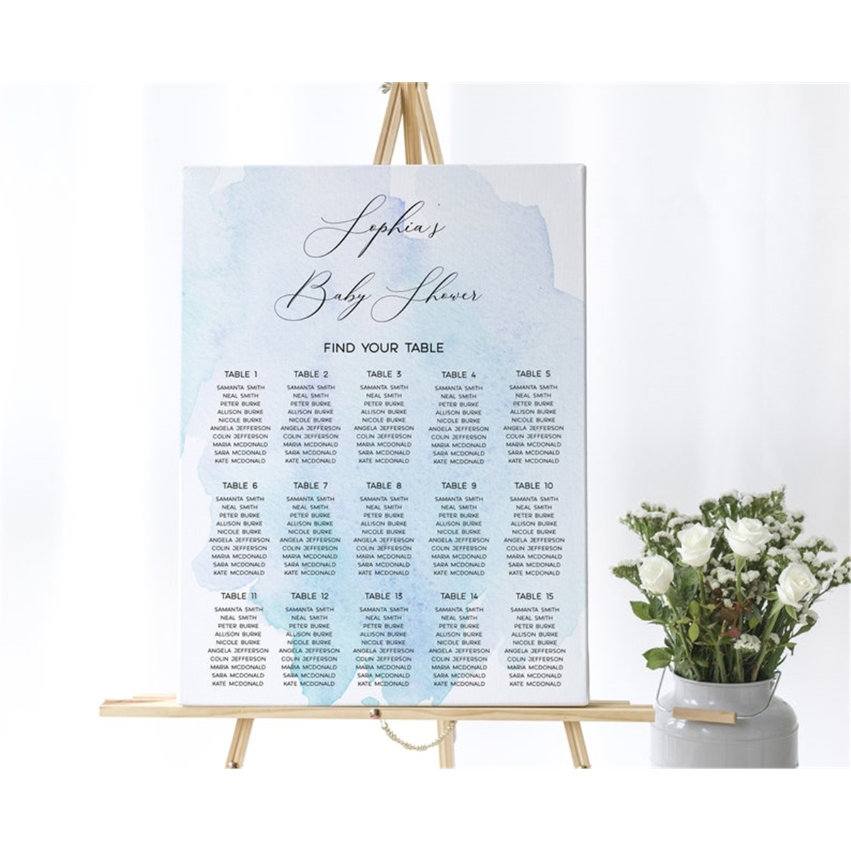 Blue Seating Chart, EDITABLE, Watercolor Table Poster, DIY P | Inspire ...