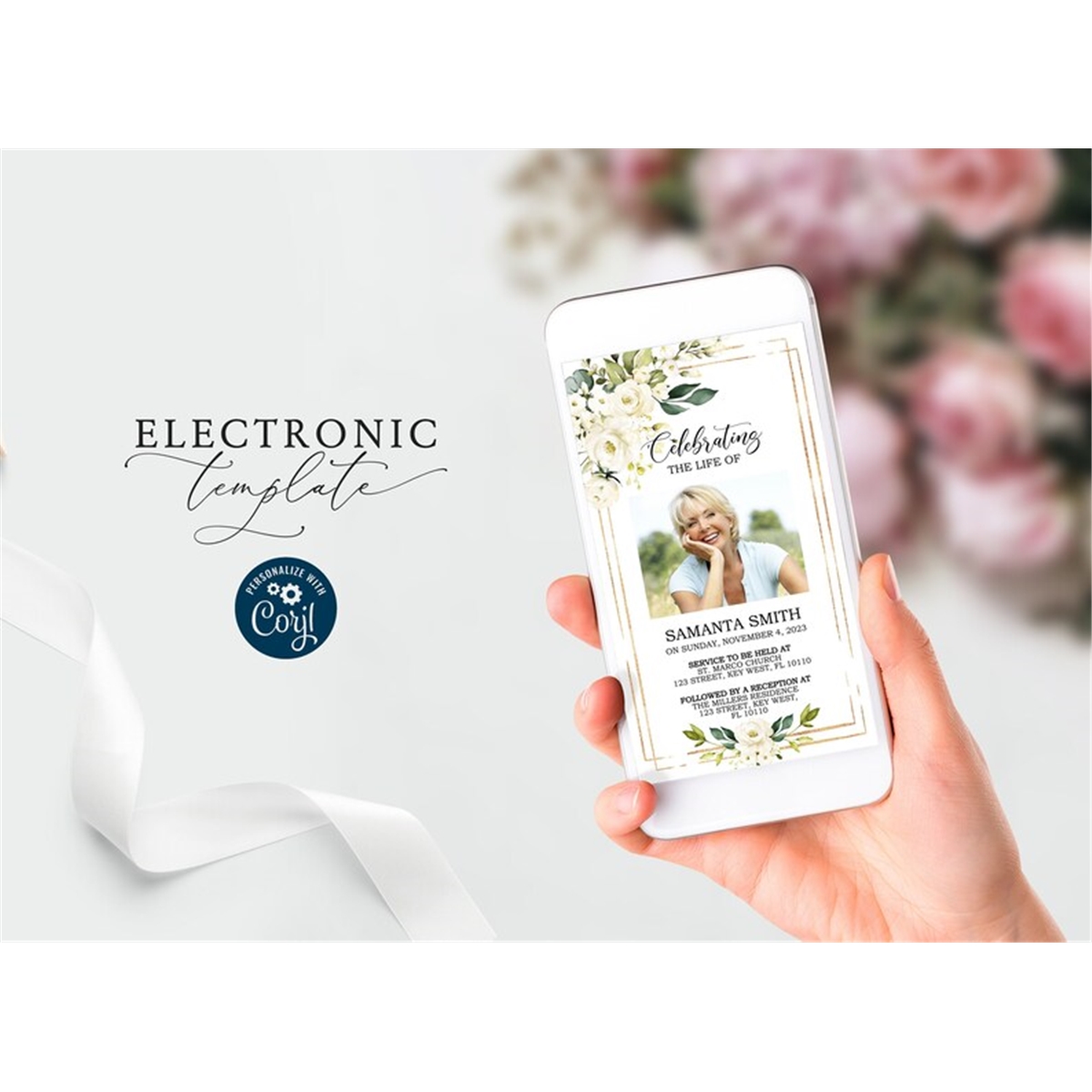 White Rose Electronic Funeral Announcement, Funeral Invitati - Inspire ...