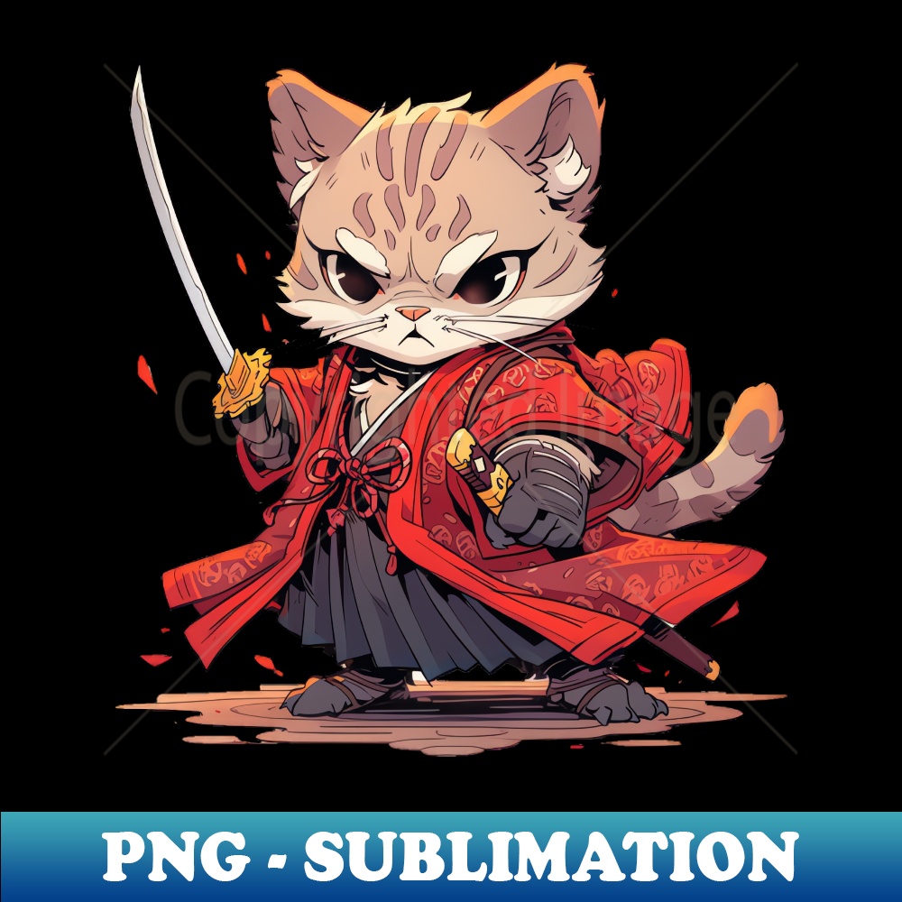 Angry Samurai style Cat Hero - PNG Transparent Digital Downl | Inspire ...
