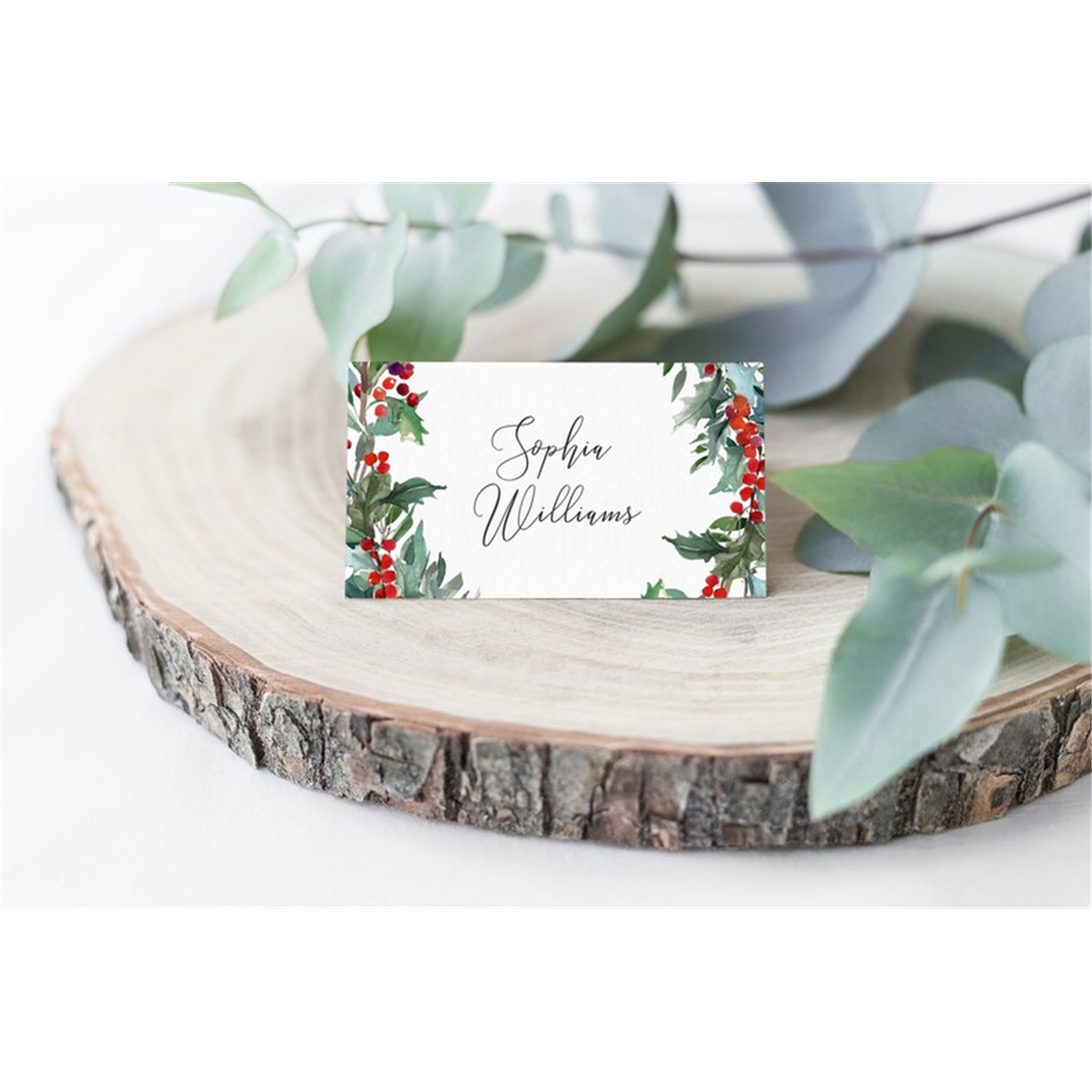 Christmas Wreath Place Cards, EDITABLE, Printable Floral Pla | Inspire ...