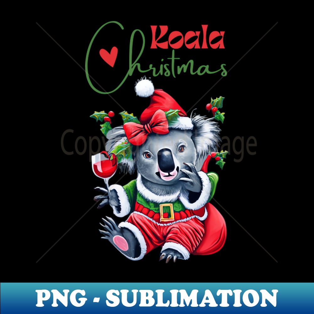 Santa Koala with Wine Koala Christmas Whimsical Holiday Desi | Inspire ...