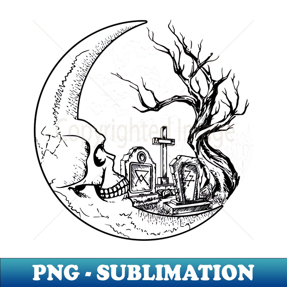 Graveyard Moon in White - Premium PNG Sublimation File - Stu - Inspire ...