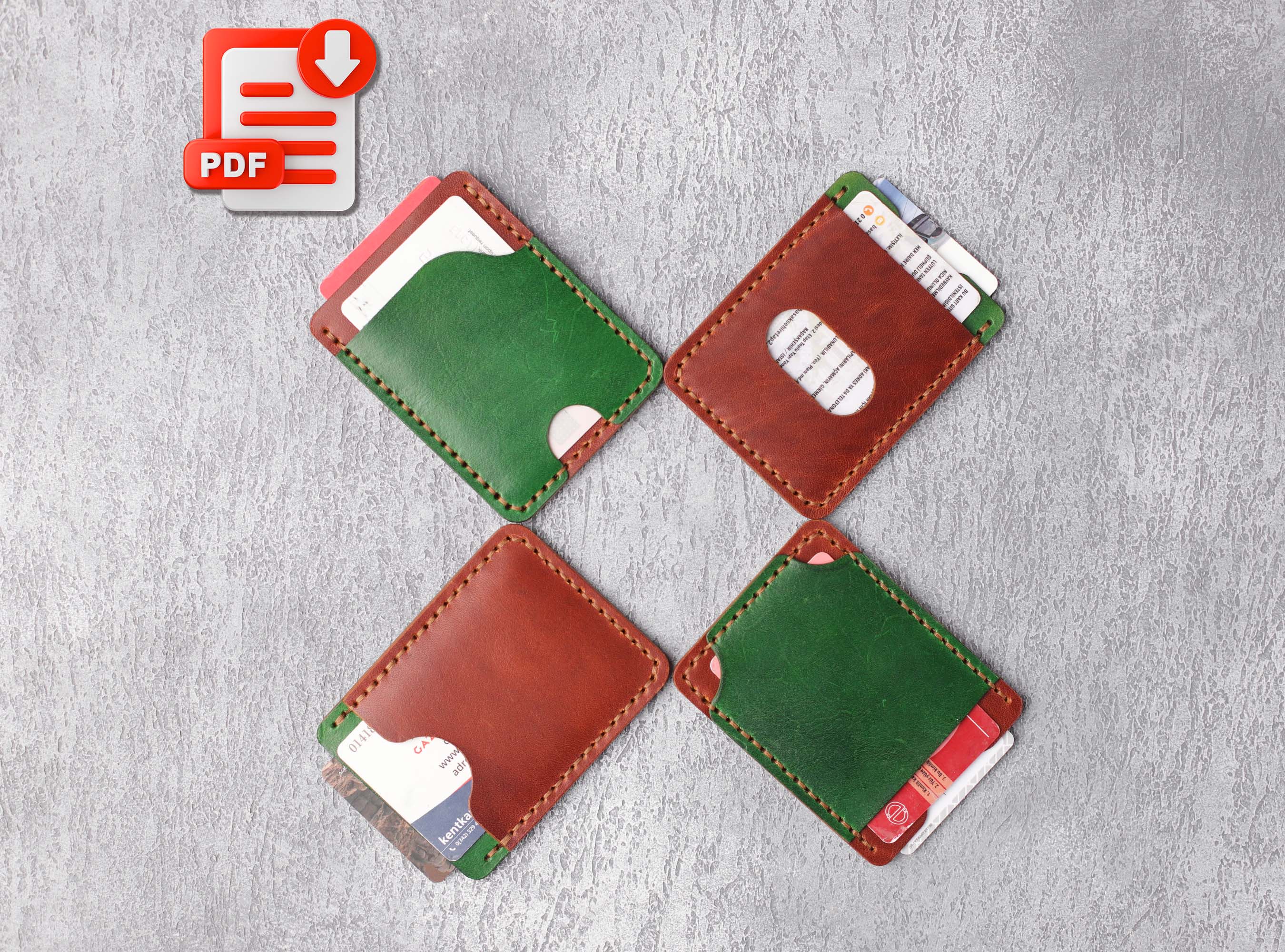 Card Holder Pattern Bundle, Leathercraft Pattern, Minimalist | Inspire ...