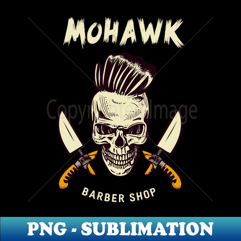 Mohawk Barber Shop Skull - Instant PNG Sublimation Download | Inspire ...