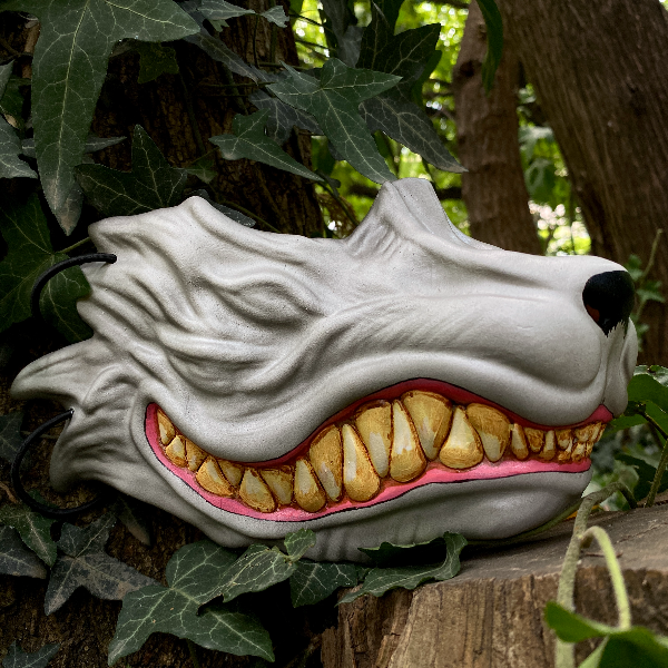 Oni Wolf mask: White Kitsune Half Face Mask Wearable, Samura - Inspire ...