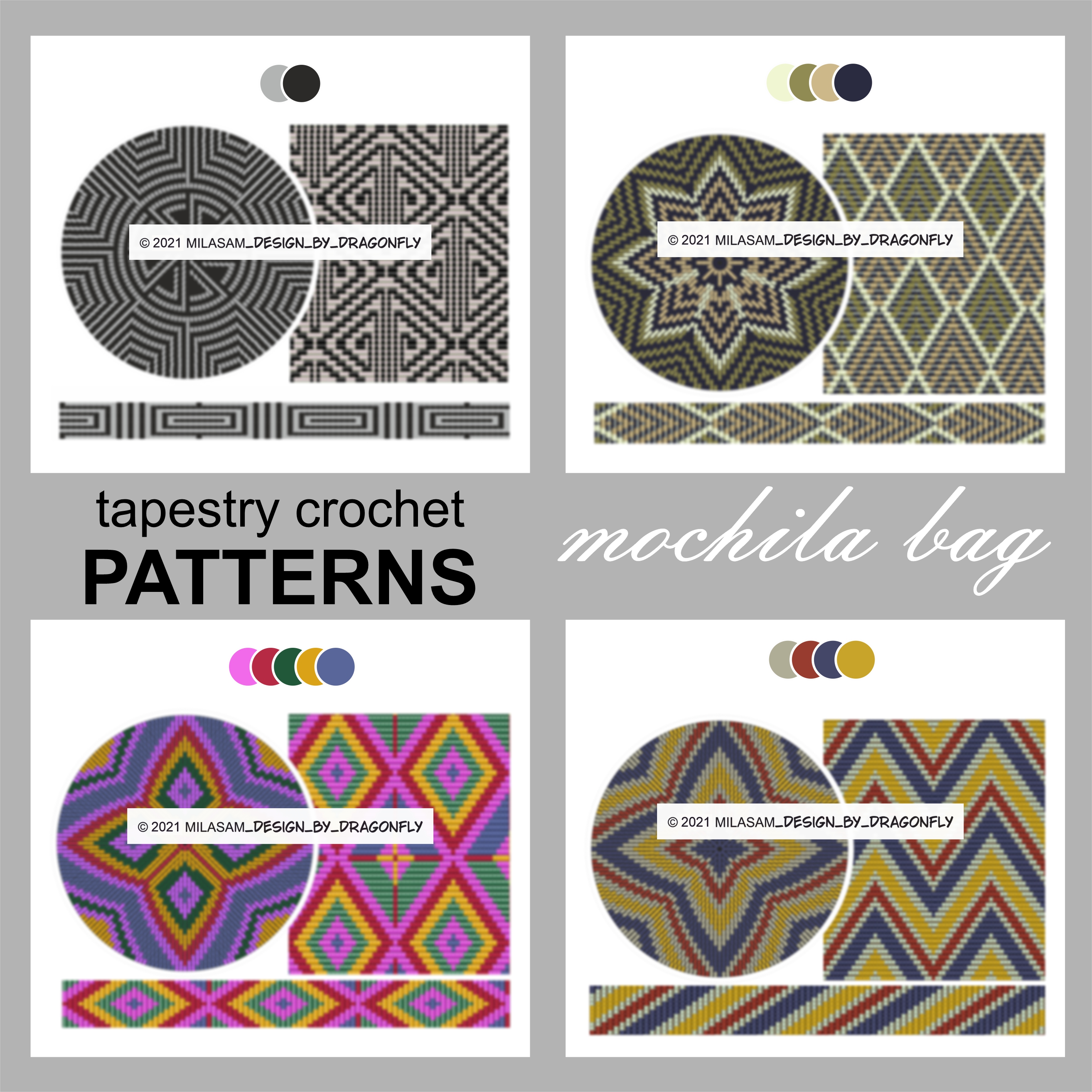 Wayuu mochila bag patterns / Easy Set Geometric 22 | Inspire Uplift