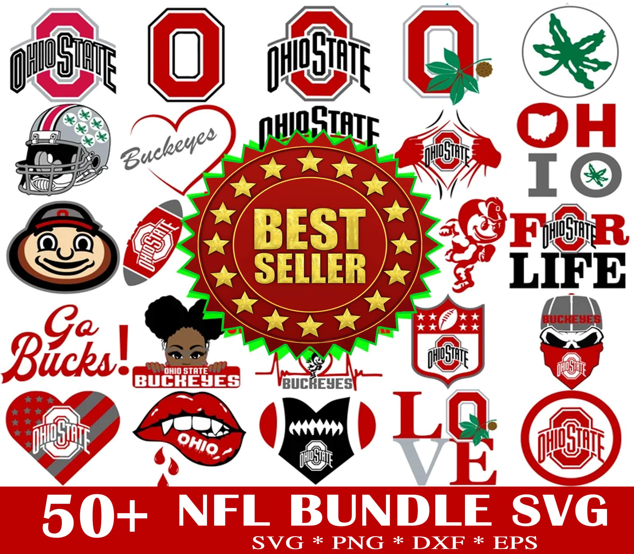 50 Ohio State Buckeyes Svg Bundle, NFL Teams Svg, NFL svg, N | Inspire ...