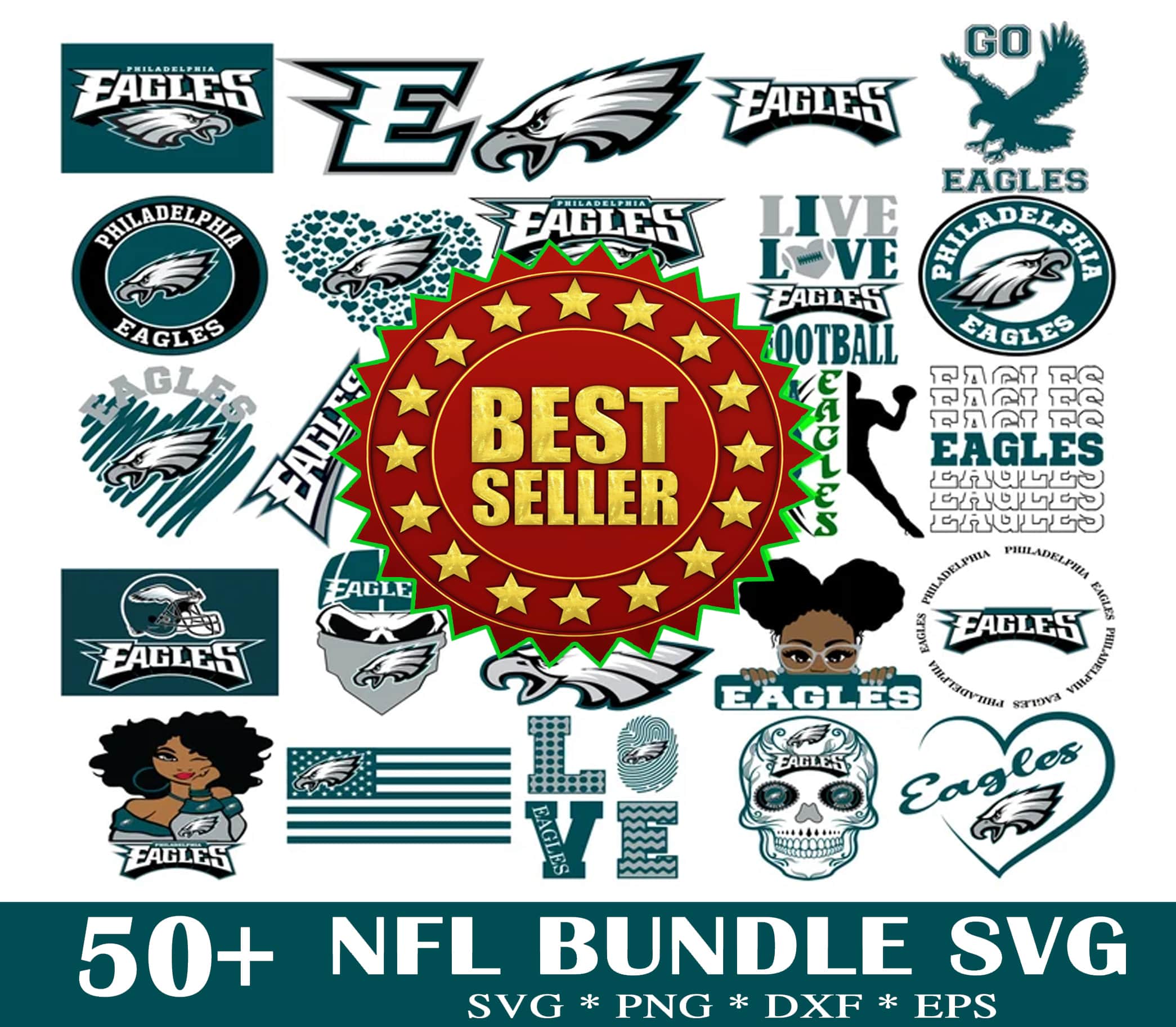50 Philadelphia Eagles Svg Bundle, NFL Teams Svg, NFL svg, N | Inspire ...