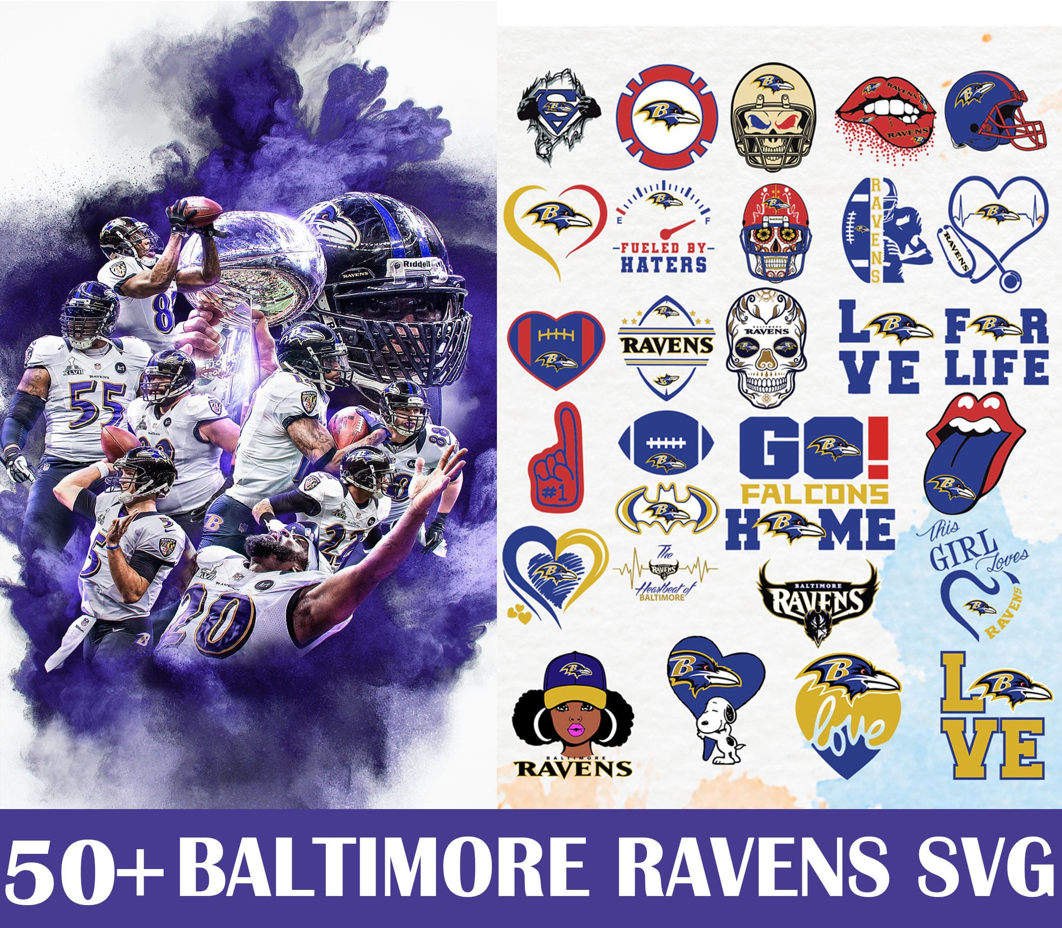 50 Baltimore Ravens Svg Bundle, NFL Teams Svg, NFL svg, Amer | Inspire ...
