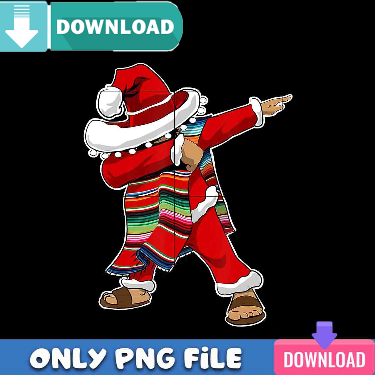 Dabbing Mexican Serape Poncho Santa Png Best Files Design | Inspire Uplift