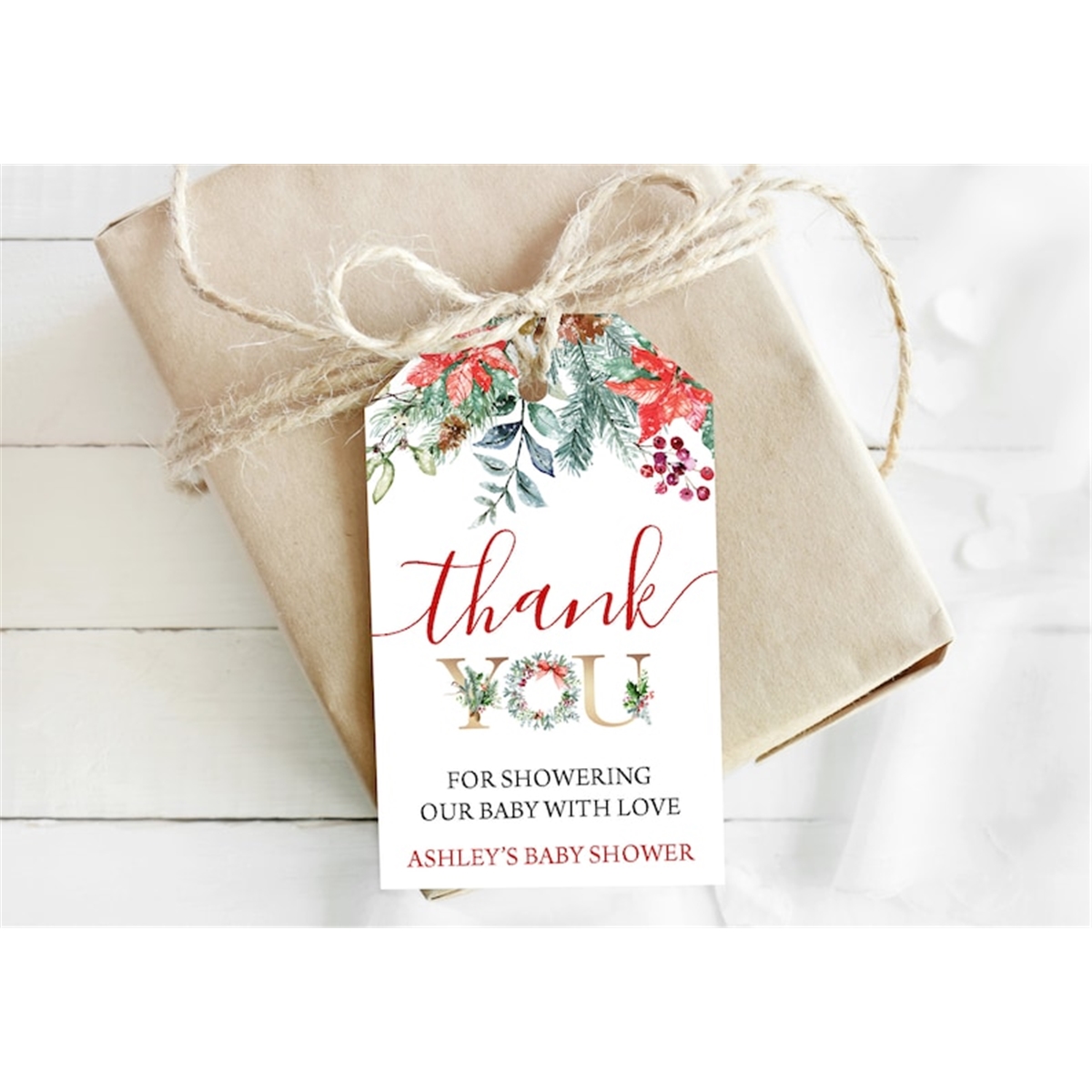 EDITABLE Christmas Baby Shower Favor Tag, Printable Holiday | Inspire ...