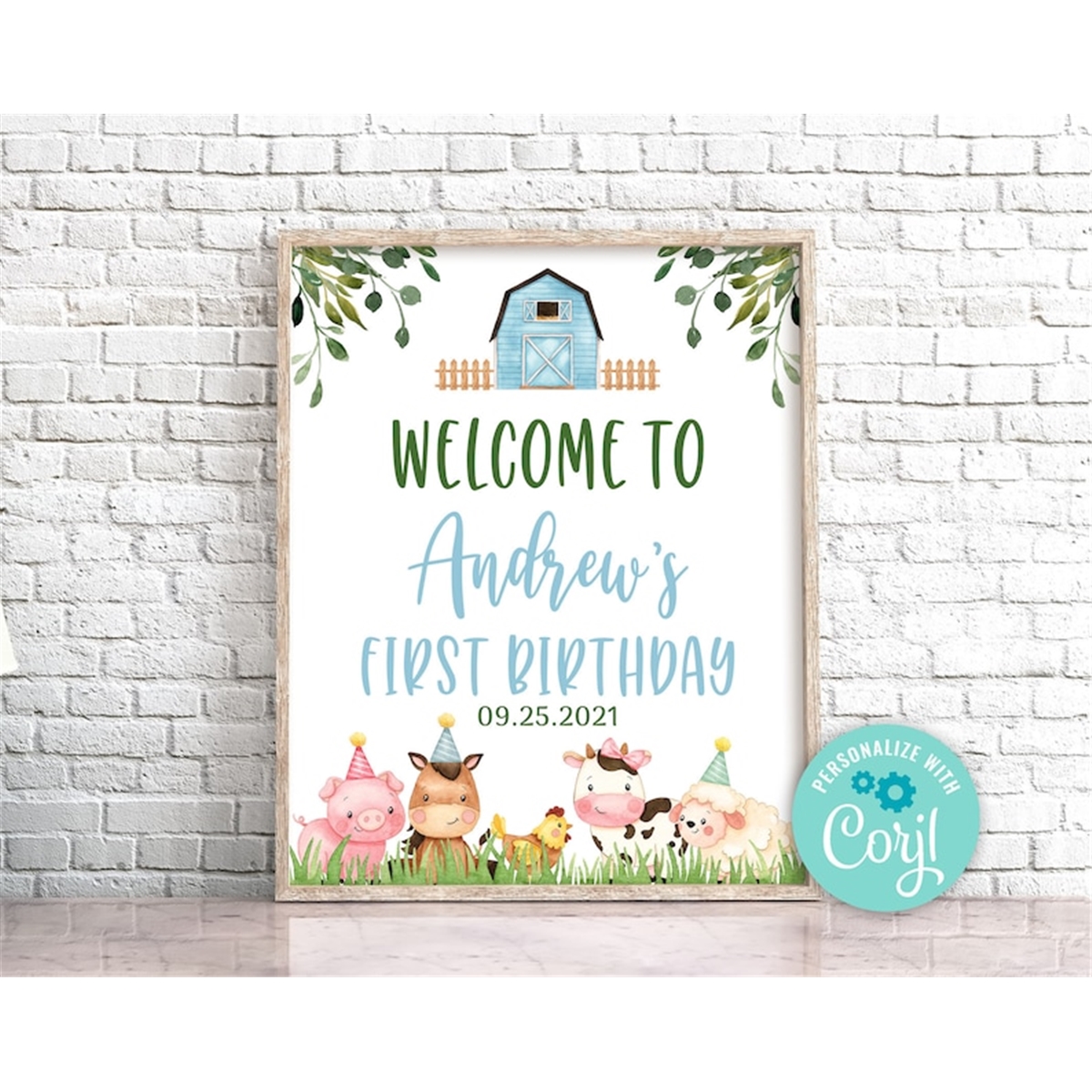 Editable Farm Birthday Welcome sign Farm Animals Welcome sig | Inspire ...