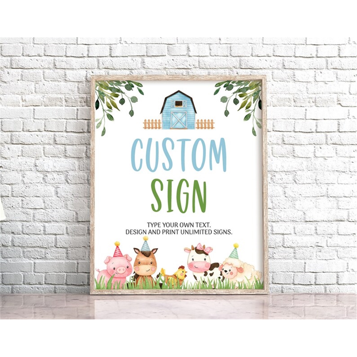 EDITABLE Farm Birthday Table Sign Farm Animals Sign Blue Far | Inspire ...