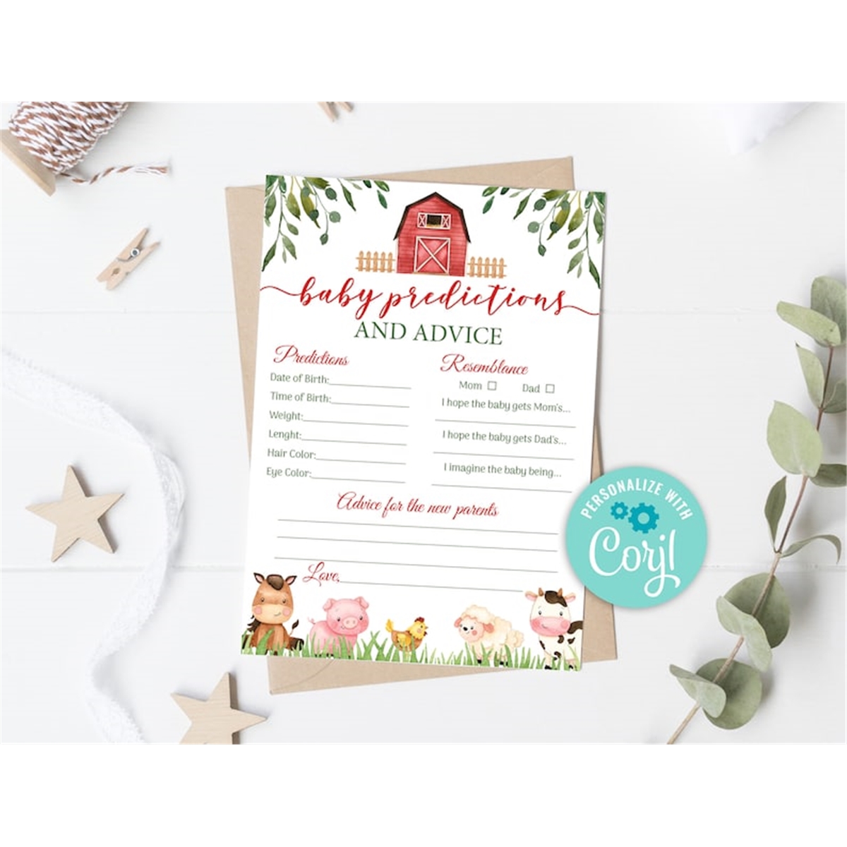 EDITABLE Farm Predictions and Advice Template, Red Farm Baby | Inspire ...