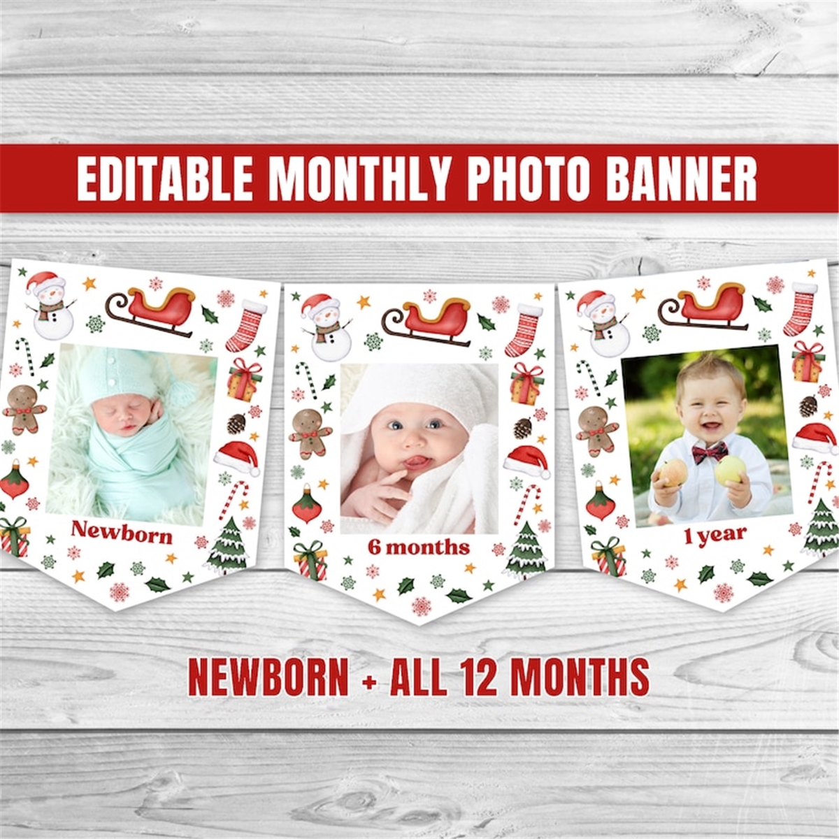 Editable Christmas Birthday Party Banner Winter Onederland B | Inspire ...