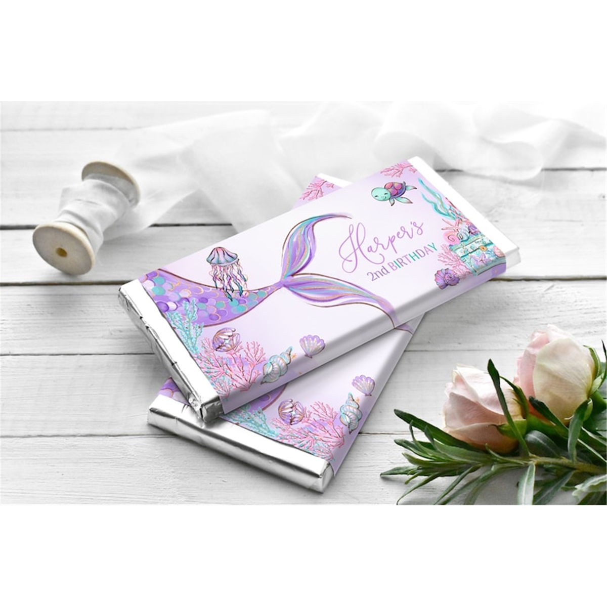 EDITABLE Mermaid Chocolate Bar Wrapper Mermaid Birthday Cand | Inspire ...