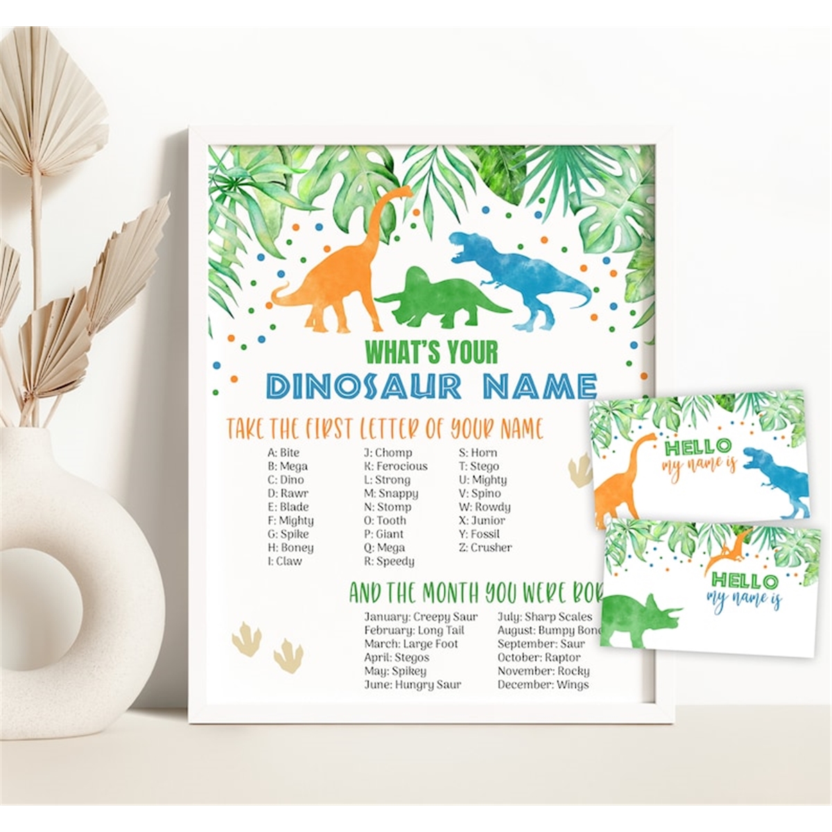 What Is Your Dinosaur Name Game Dinosaur Party Sign Dinosaur | Inspire ...