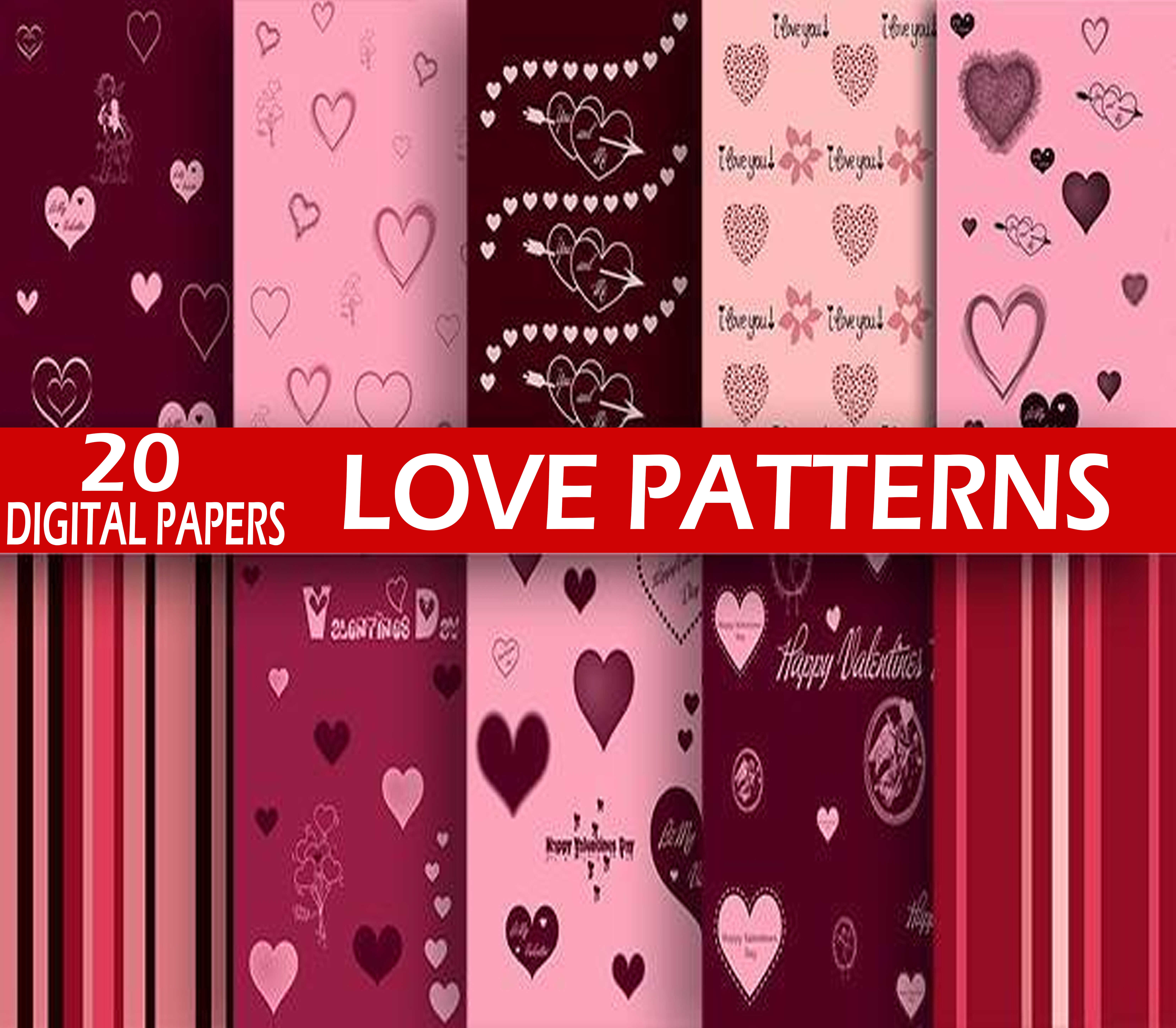 20 Digital Paper, Valentine Paper, Valentine Background, Dig | Inspire ...