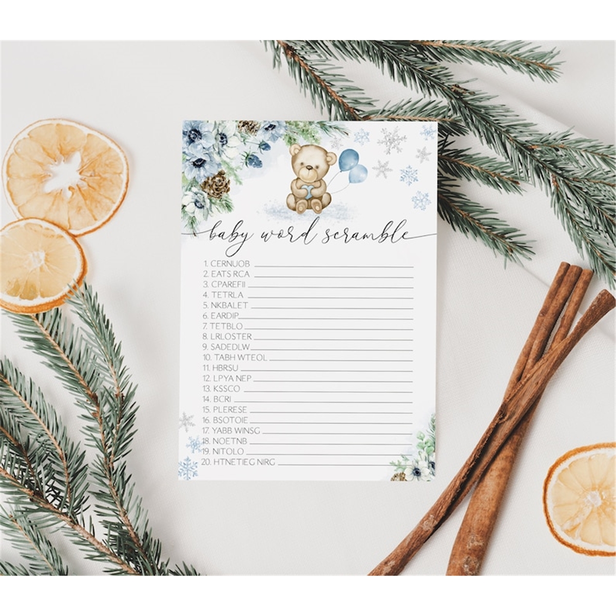 Winter Bear Word Scramble Baby Shower Game Boy Bear Baby Sho | Inspire ...