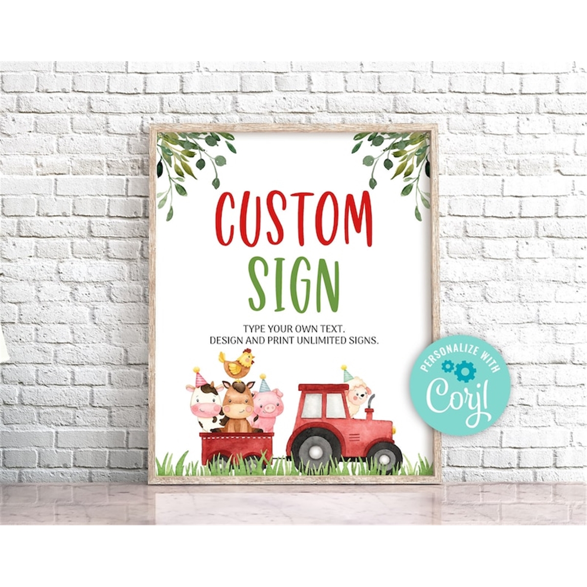 EDITABLE Farm Tractor Birthday Table Sign Farm Animals Sign | Inspire ...