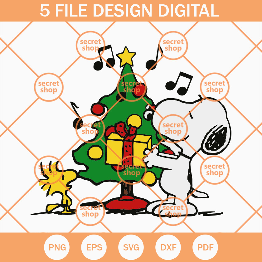 Snoopy and Woodstock Christmas Tree SVG, Snoopy Gives Woodst | Inspire ...