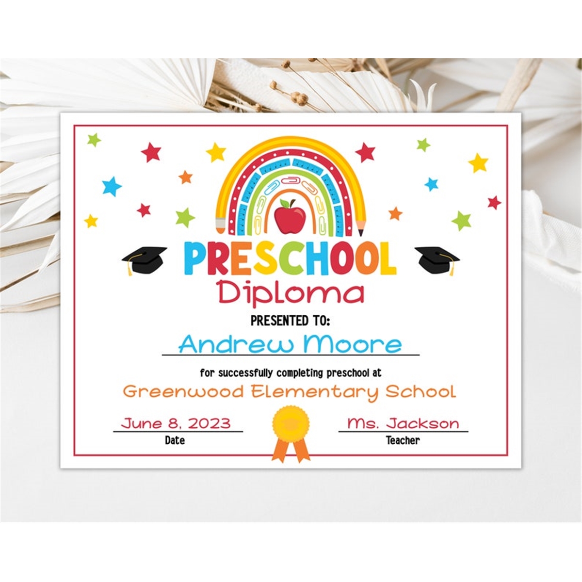 Editable Preschool Diploma Personalized Graduation Certifica | Inspire ...