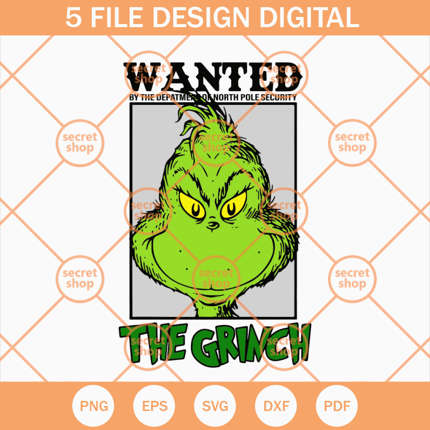 Wanted The Grinch SVG, Retro Grinch Face SVG, Grinch Face So - Inspire ...